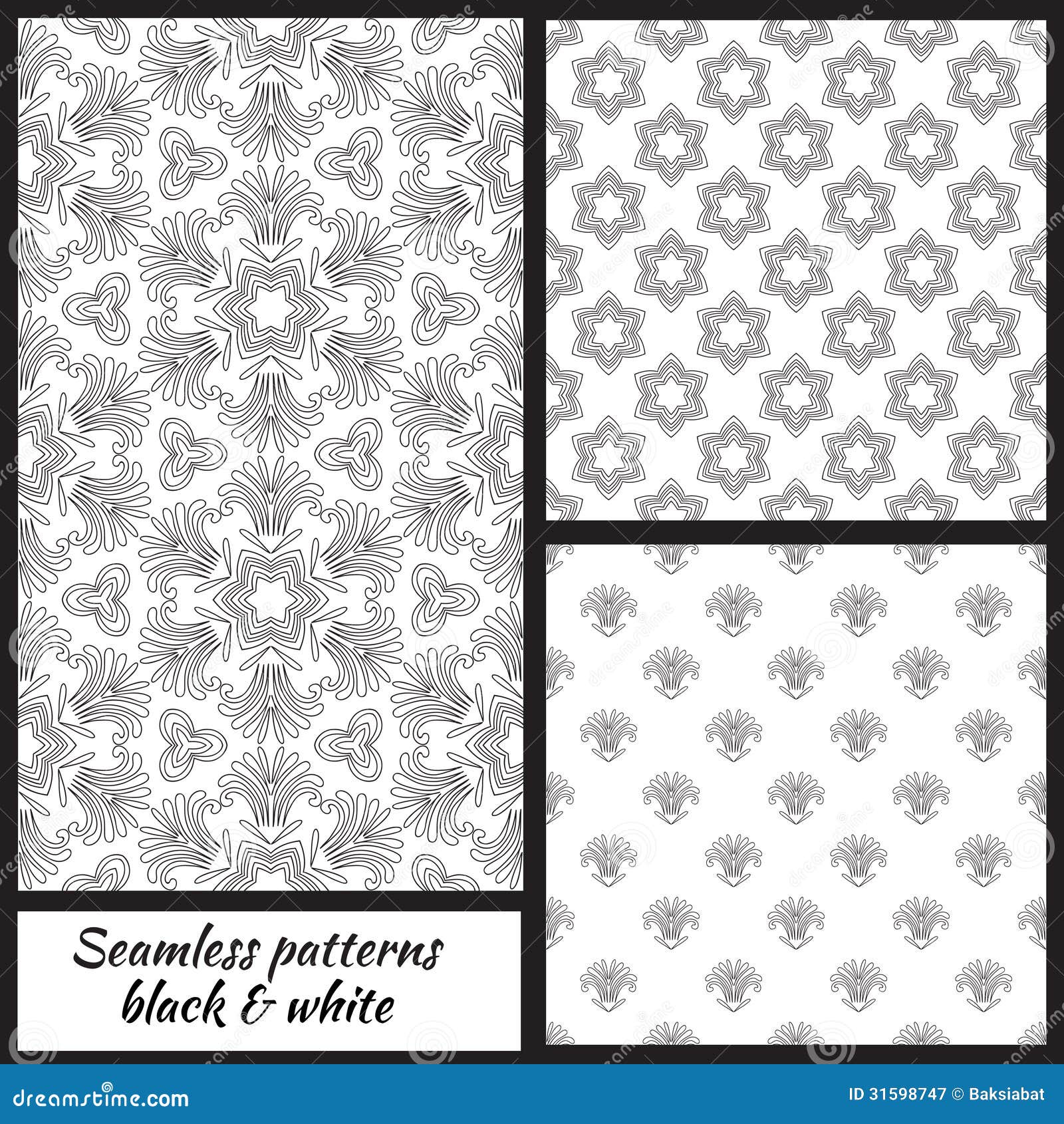 Set of Seamless Decorative Patterns Stock Vector - Illustration of ...