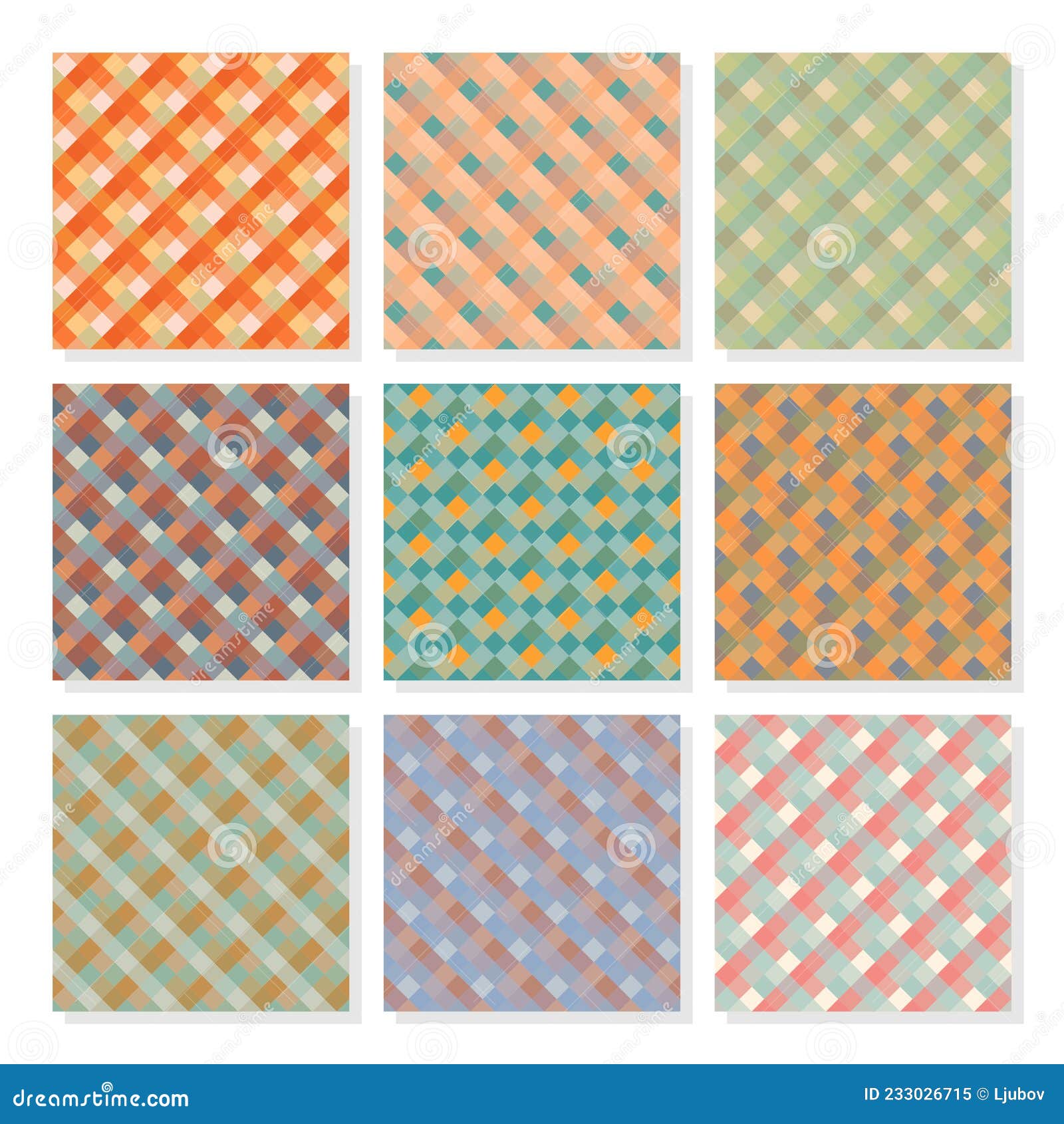 Set of Seamless Diagonal Checkered Patterns in Different Colors Stock ...