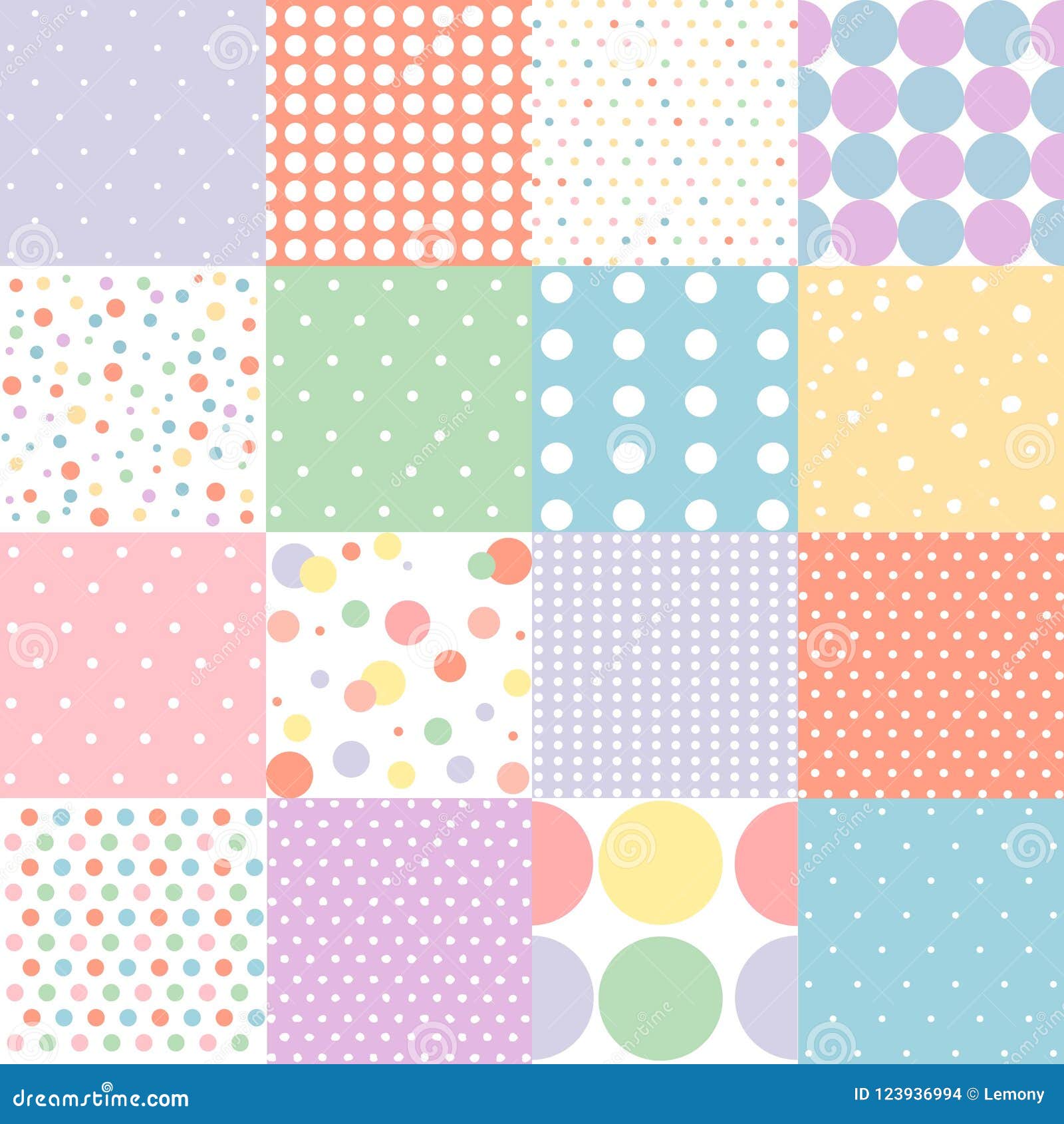 Set of Seamless Dots Pattern in Pastel Colors. Stock Vector ...
