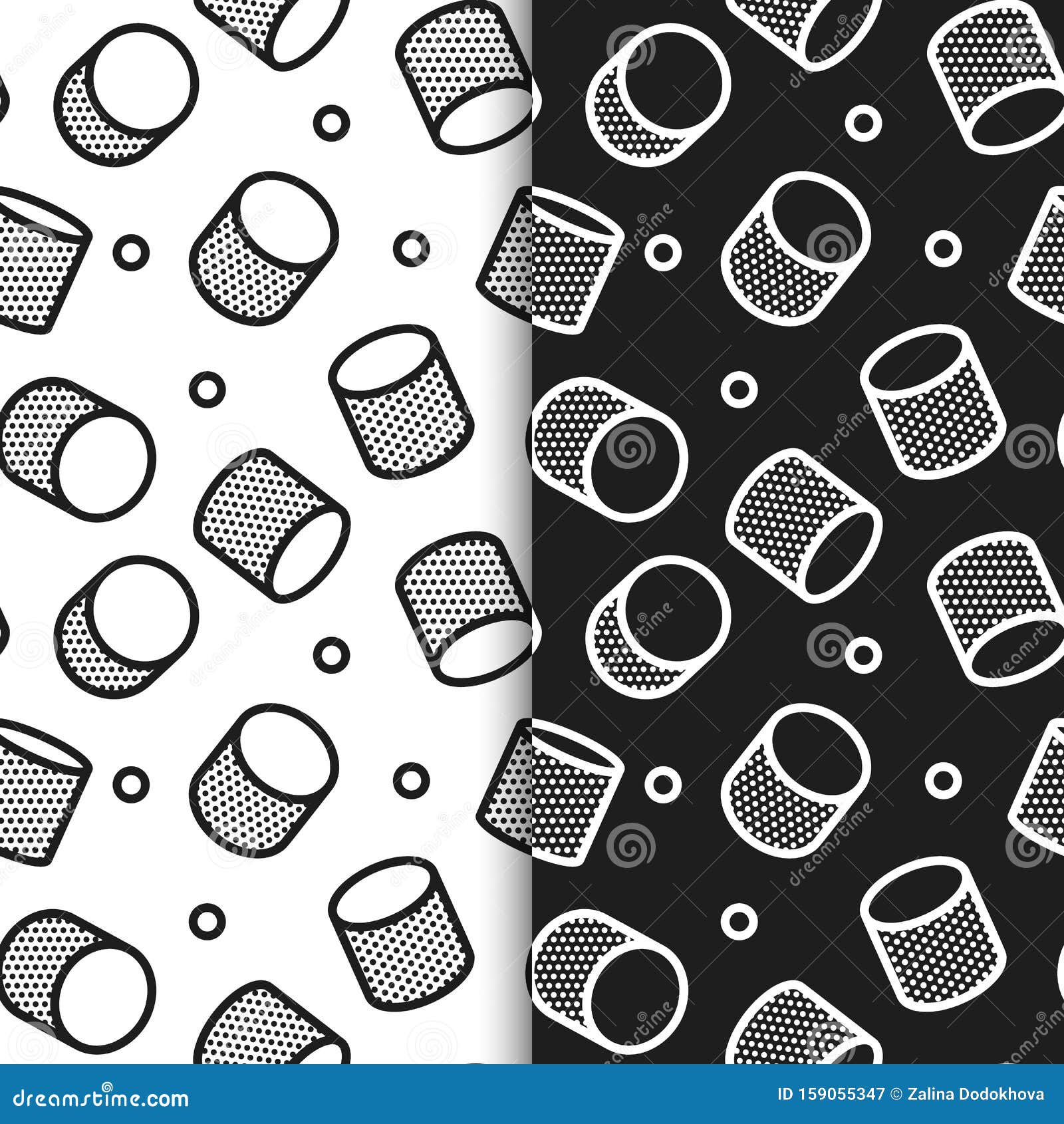 Set of Seamless, Endless Patterns with Graphic Elements in Pop Art ...