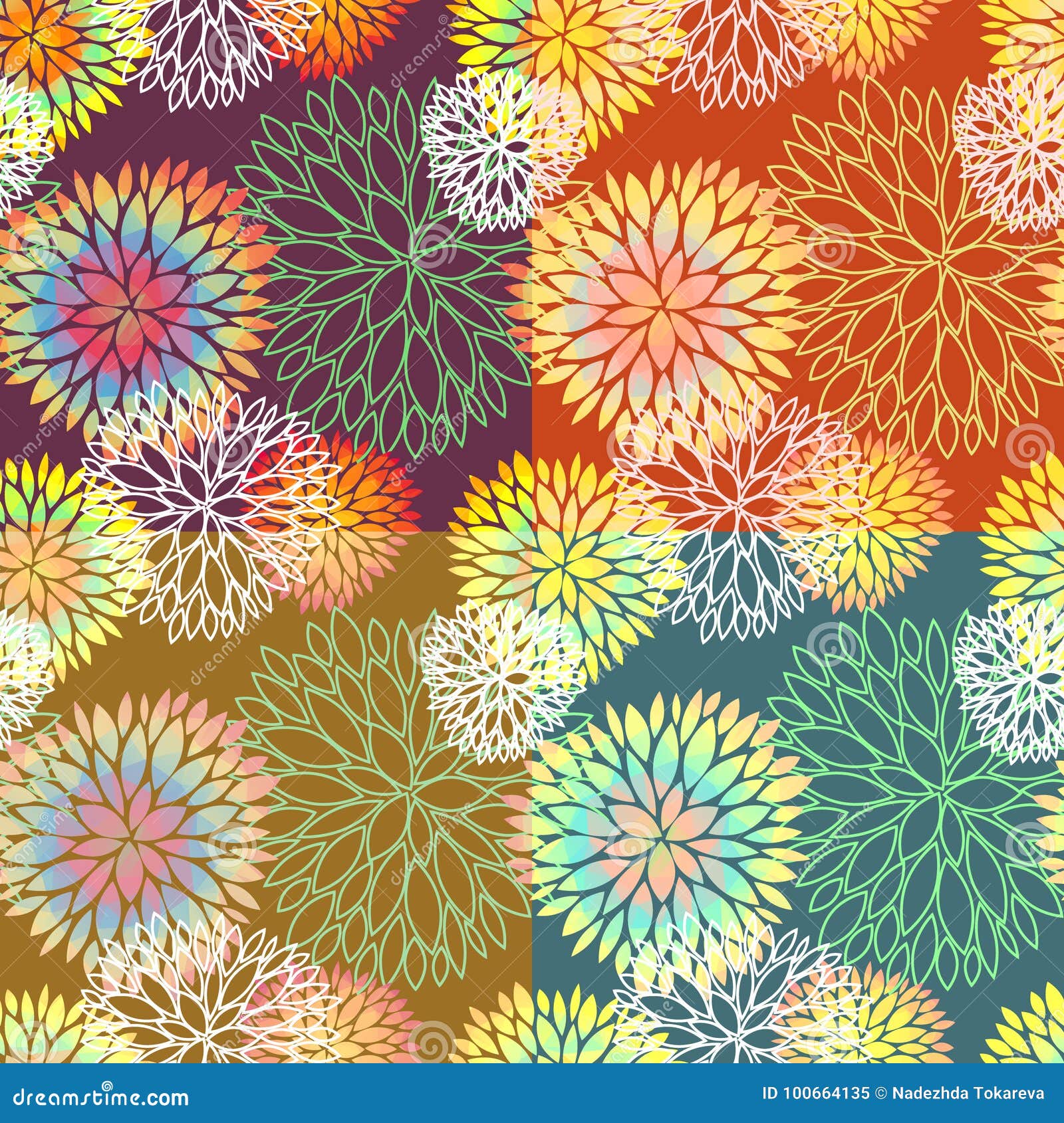 Set of 4 Seamless Floral Backgrounds Stock Vector - Illustration of ...