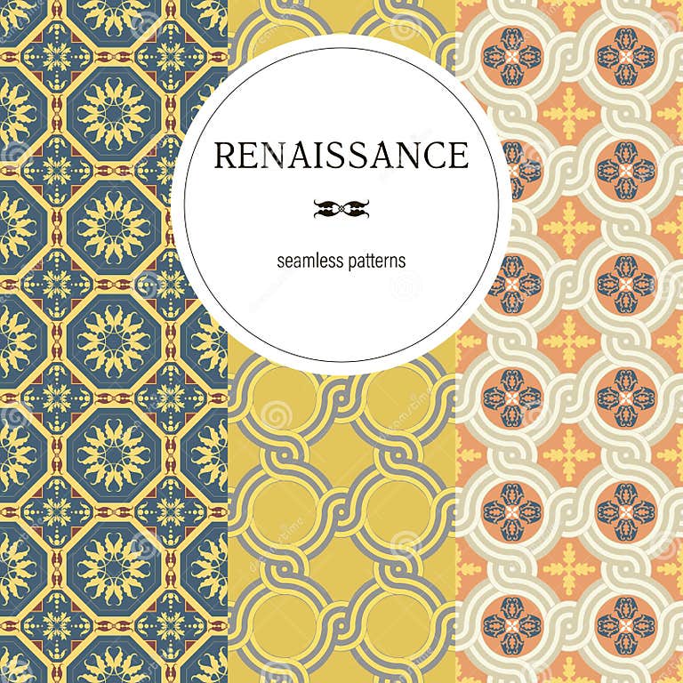 Set of Seamless Floral Renaissance Style Vector Square Patterns Stock ...