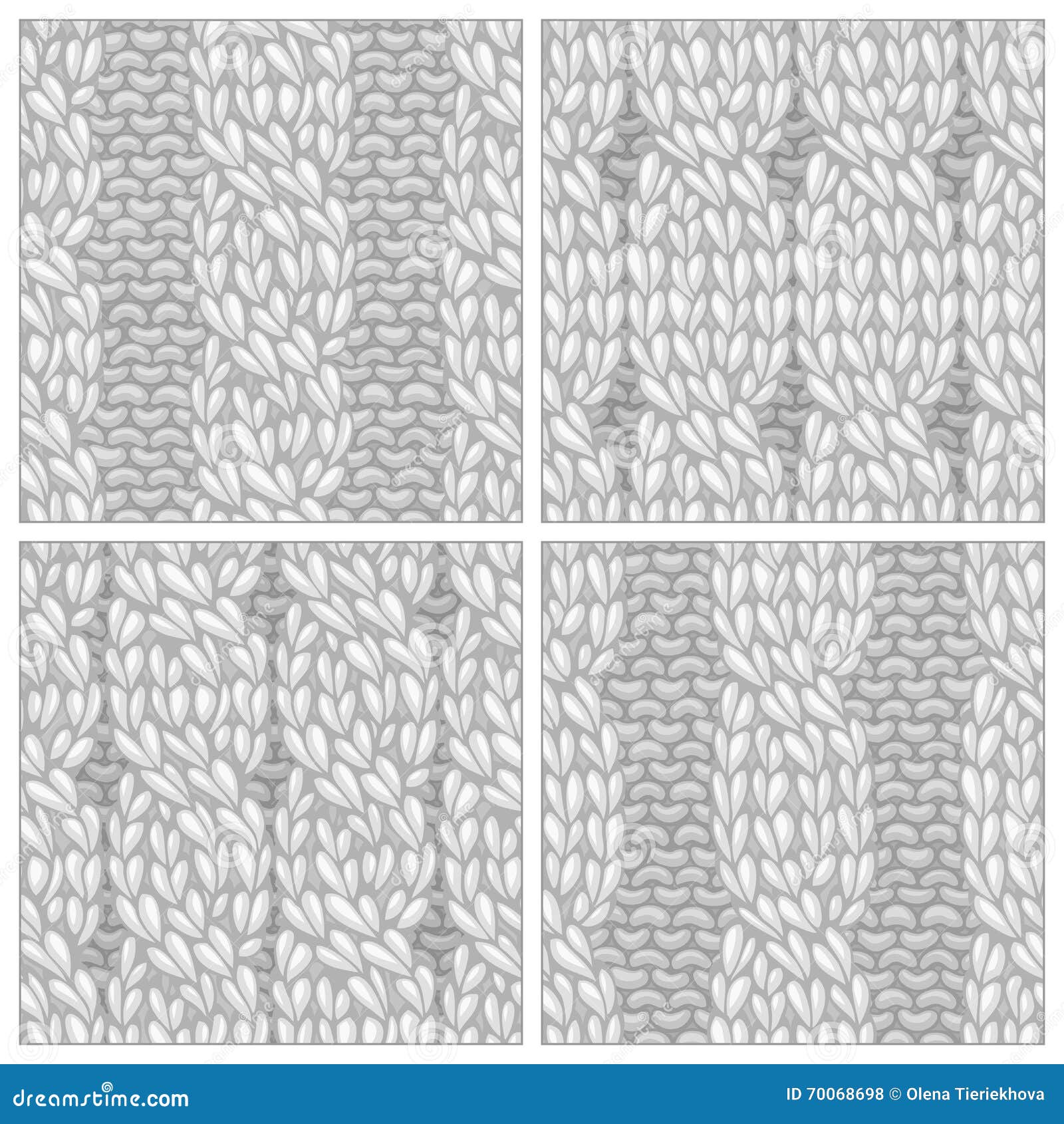 Set of Seamless Four-Stitch Cable Stitch Patterns. Stock Vector ...