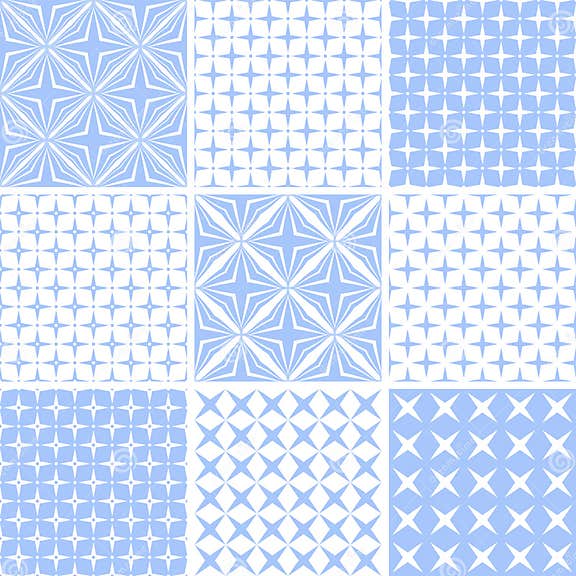 Set of Seamless Geometric Light Blue Patterns and Textures Stock Vector ...