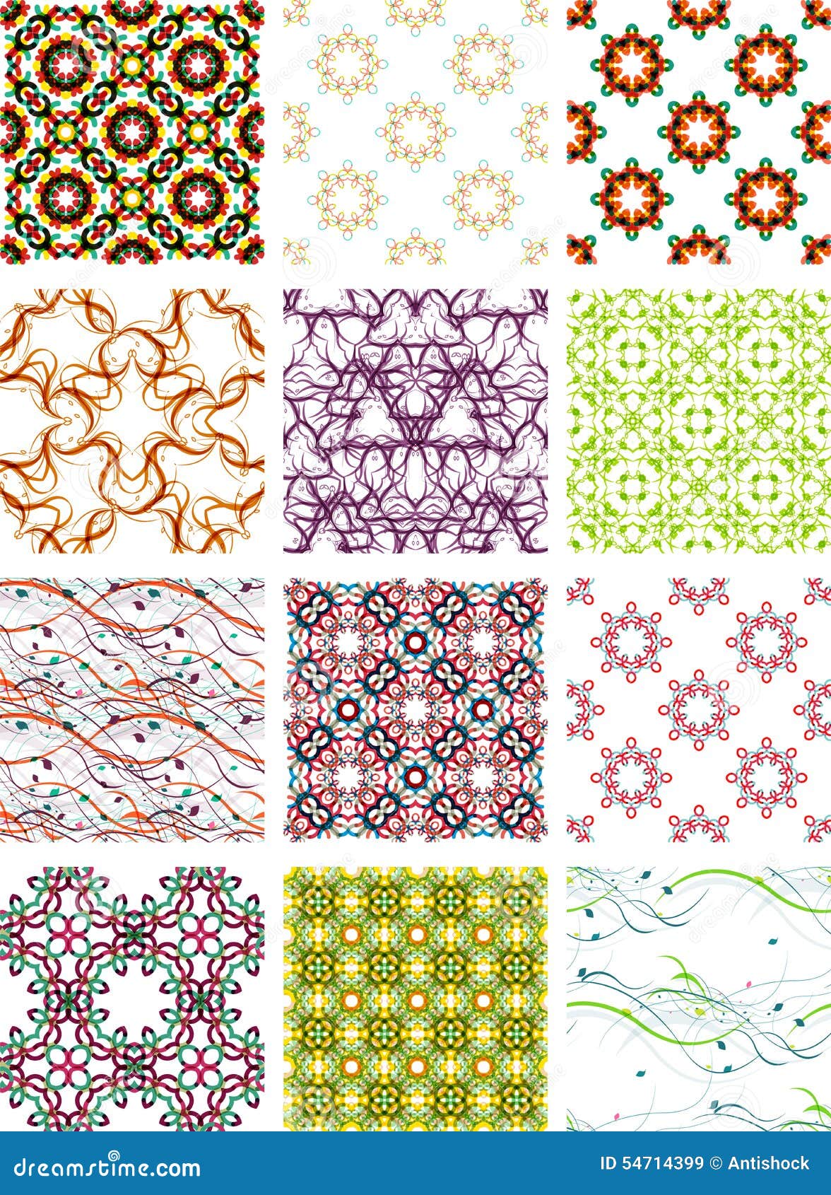 Set Seamless Geometric Patterns - Circles, Swirls Stock Vector ...