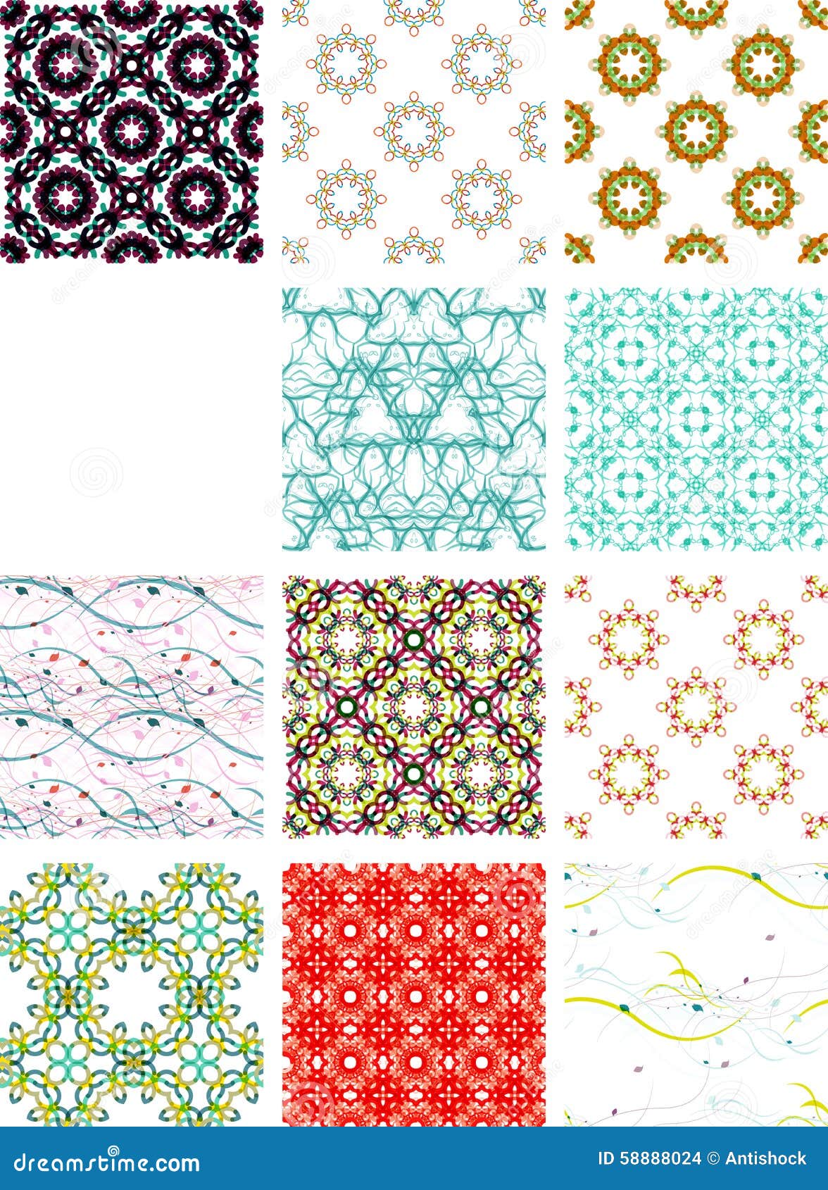 Set Seamless Geometric Patterns - Circles, Swirls Stock Vector ...