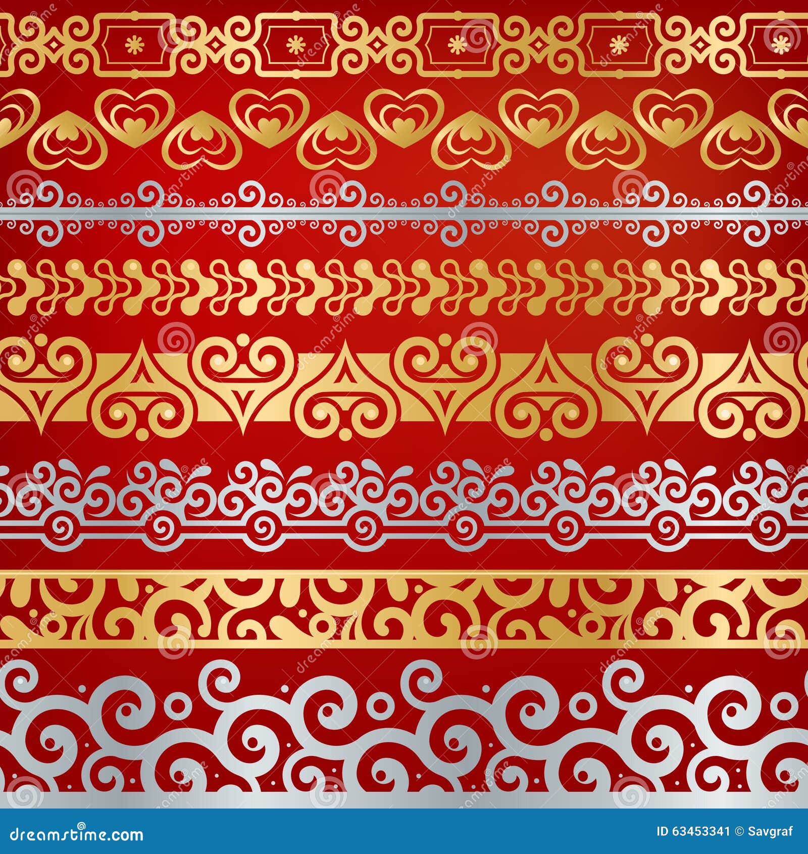 Set of Seamless Gold and Silver Tribal Ornaments Stock Vector ...