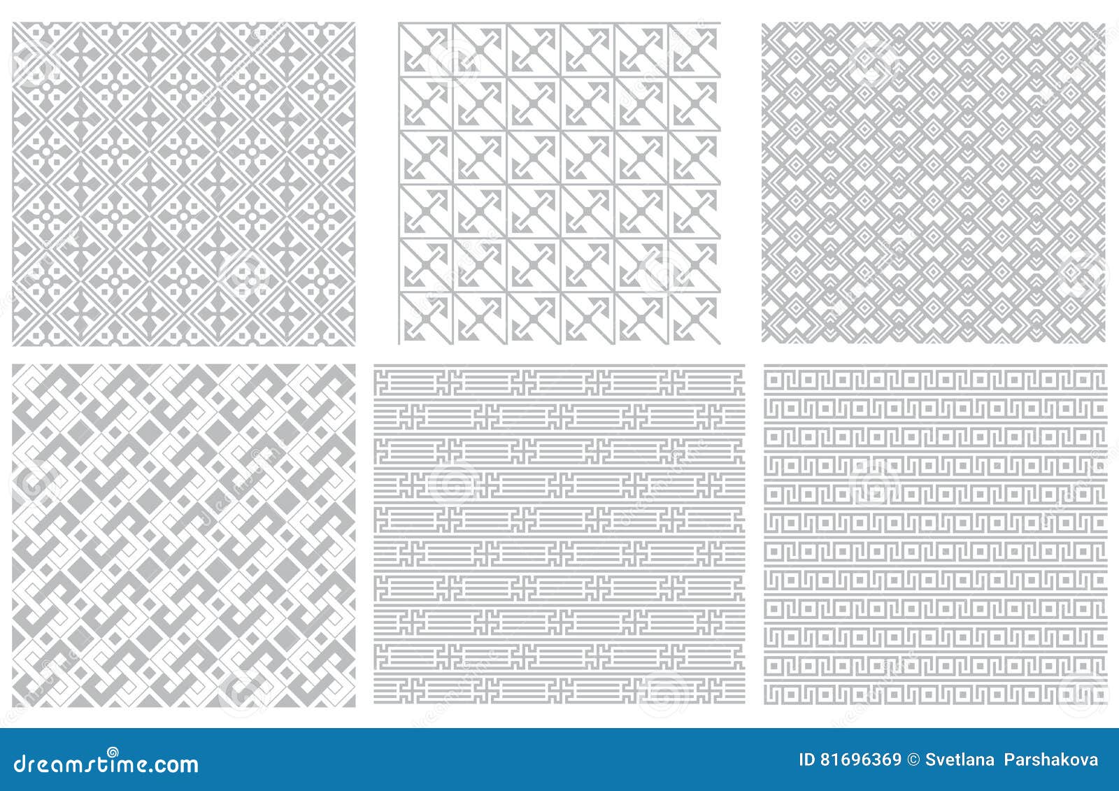 Set of Seamless Gray Geometric Patterns. Stock Vector - Illustration of ...