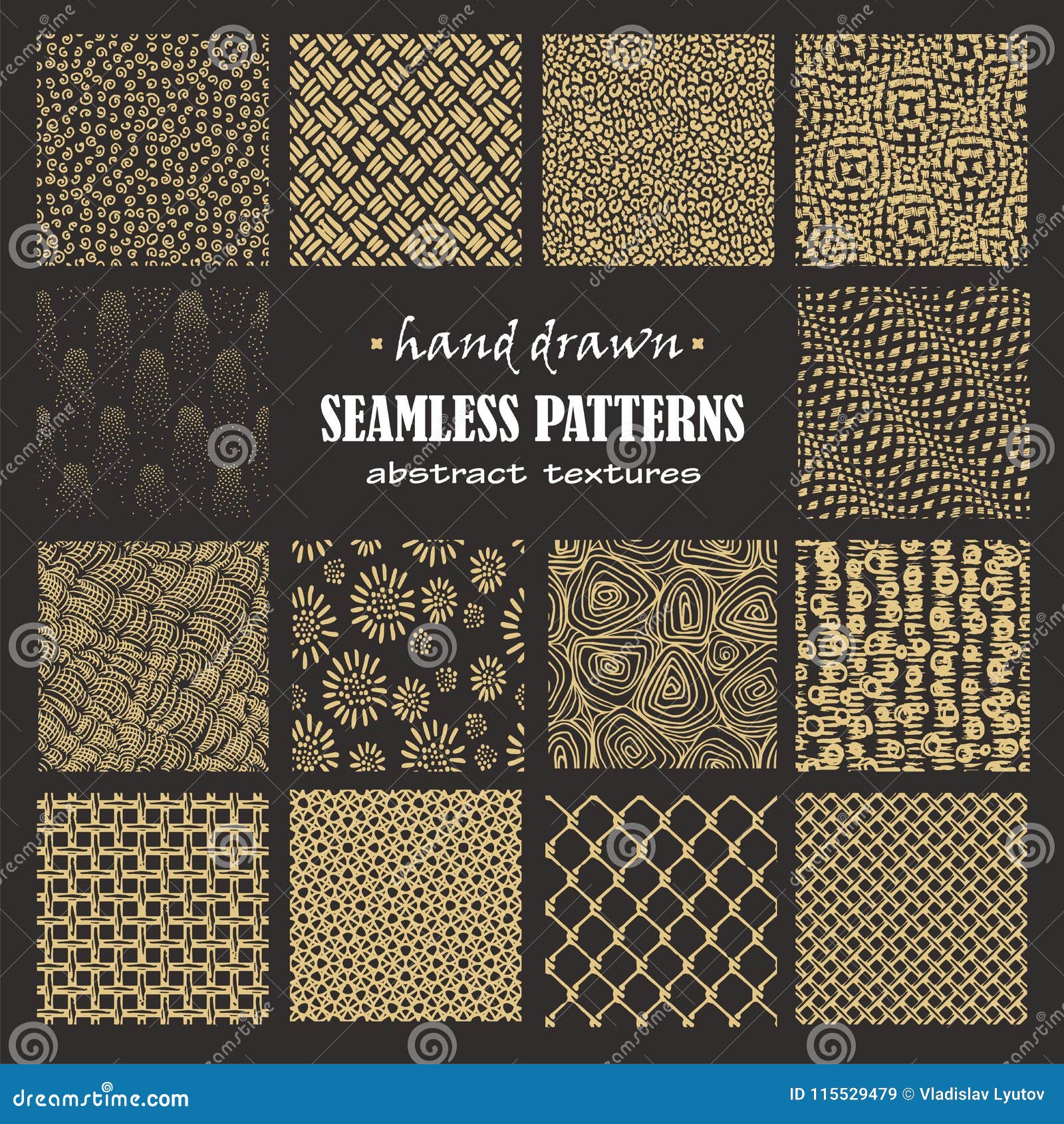 Set of Seamless Hand Drawn Marker and Ink Patterns Stock Vector ...