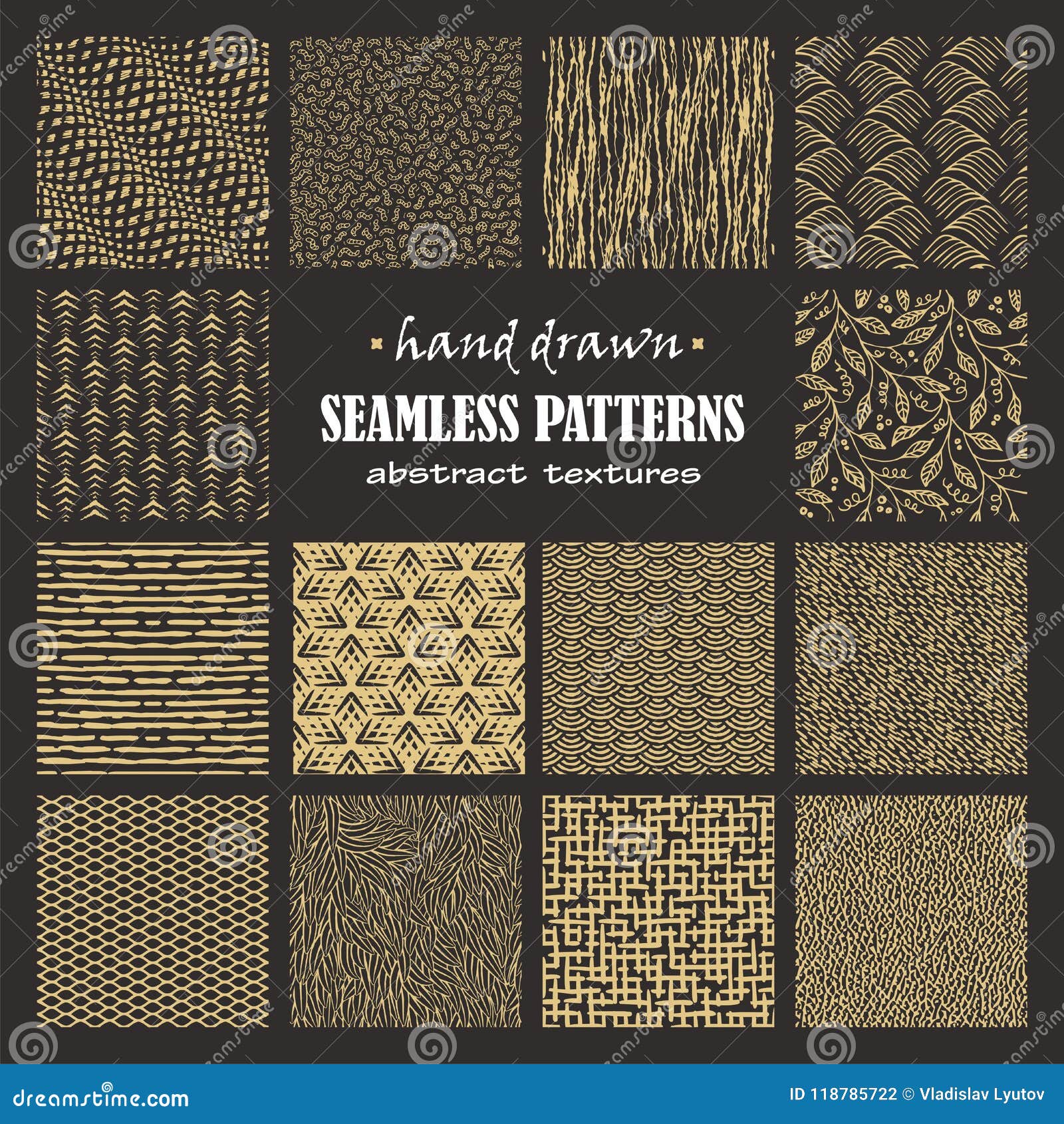 Set of Seamless Hand Drawn Marker and Ink Patterns Stock Vector ...