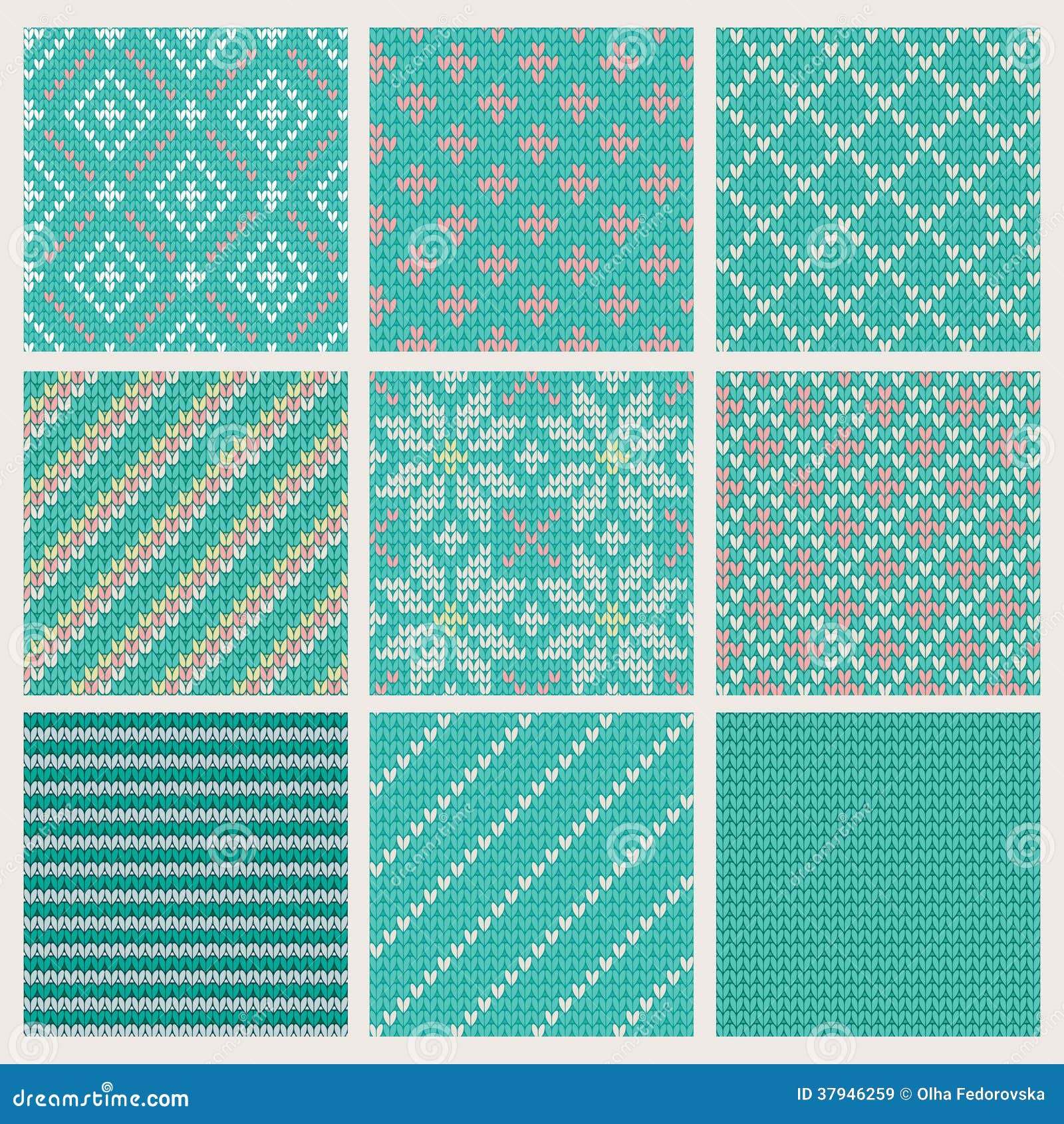 Set of Seamless Knitting Patterns Stock Vector - Illustration of print ...