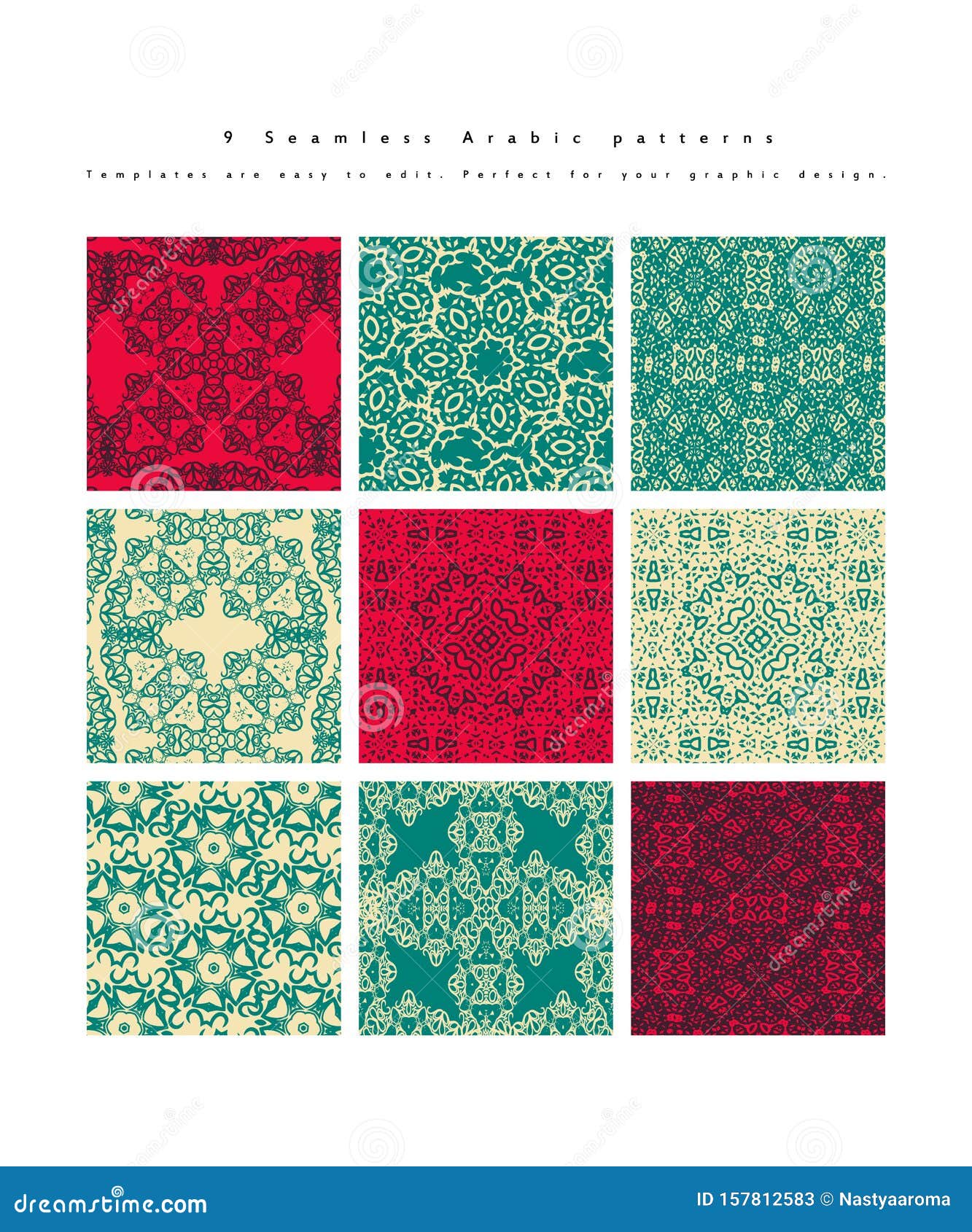 Set of Seamless Moroccan Pattern. Stock Vector - Illustration of ...