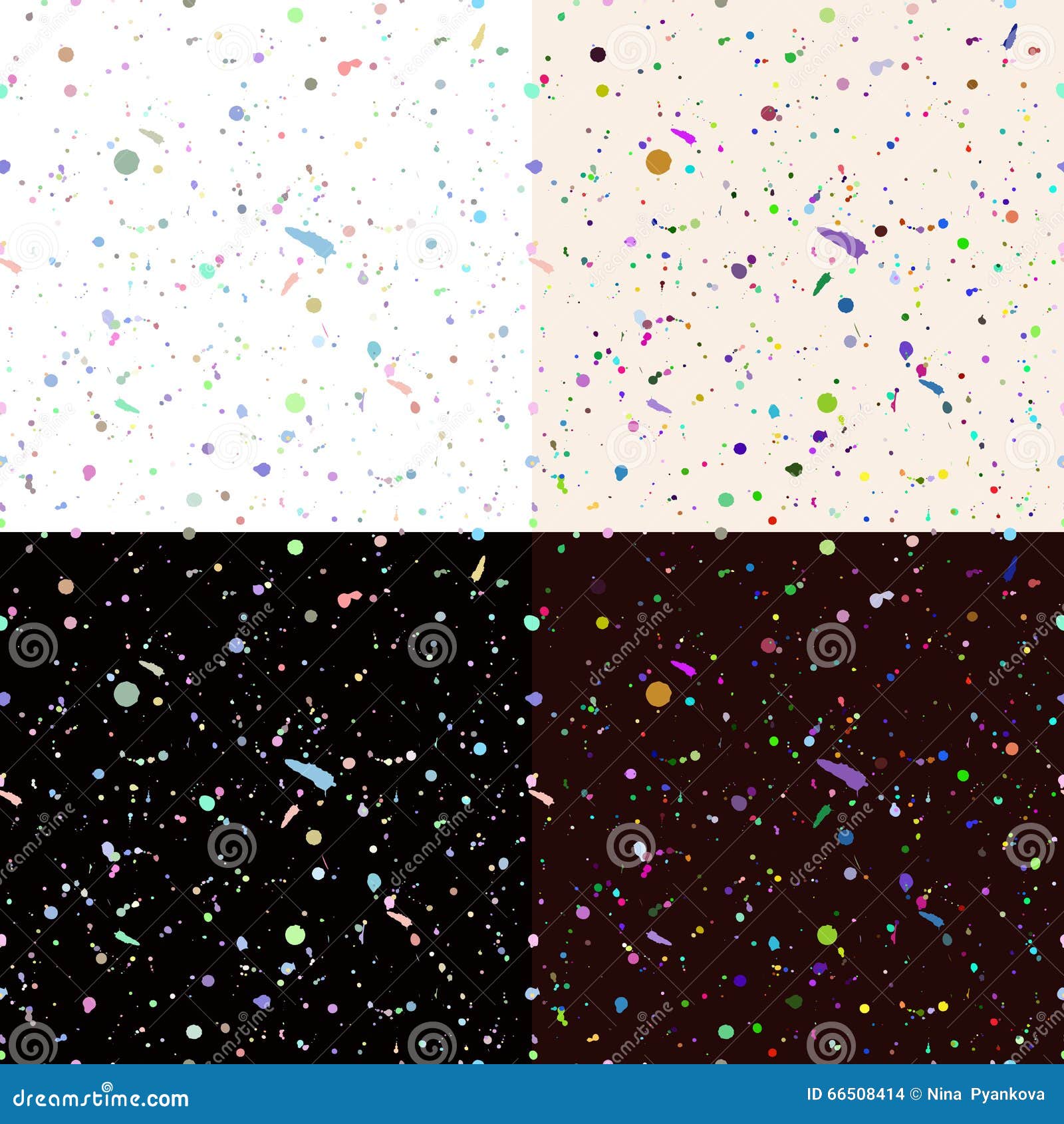 Set of Seamless Paint Splatter Pattern. Stock Vector - Illustration of ...