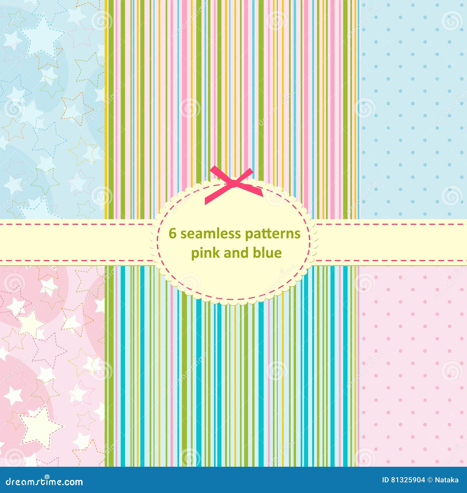 Set of Seamless Pattern of Blue and Pink Stock Vector - Illustration of ...