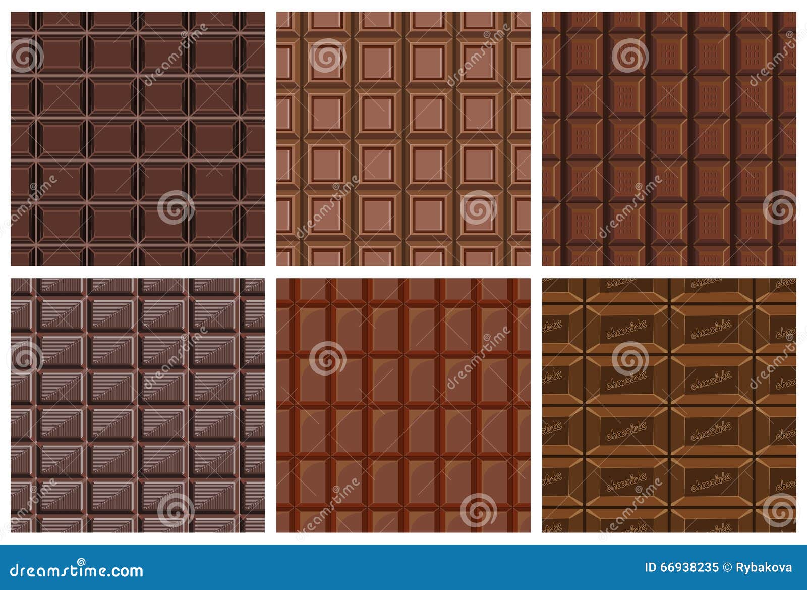Set of Seamless Pattern with Chocolate Texture Stock Illustration ...