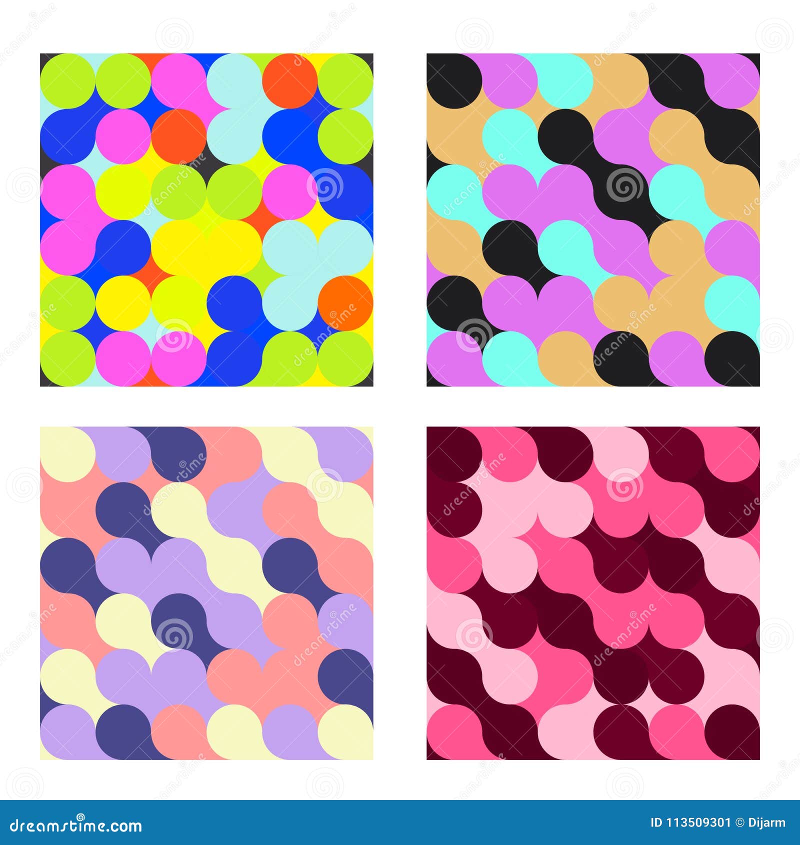 Set of Seamless Pattern Flat Circles. Stock Illustration - Illustration ...
