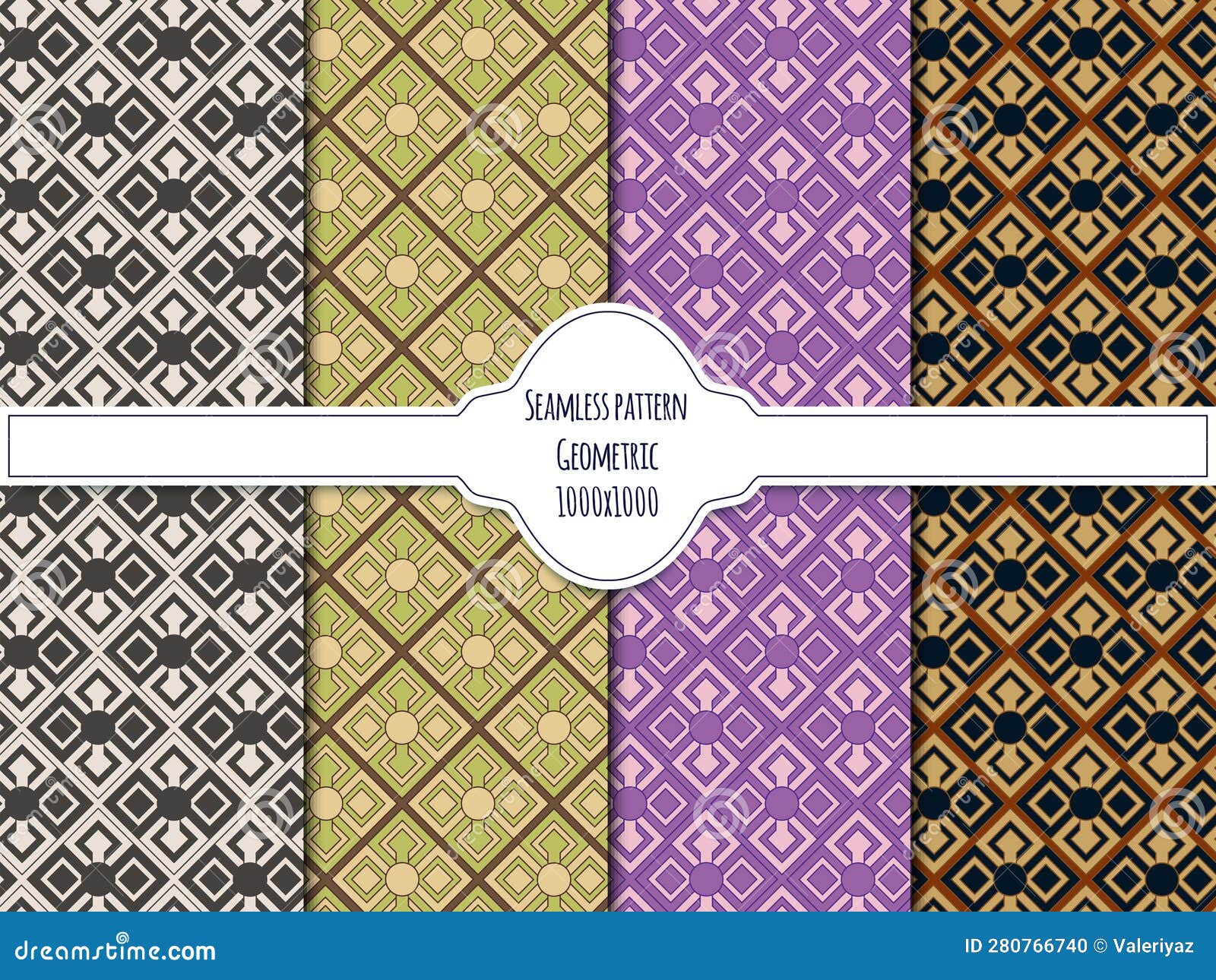 A Set of Seamless Pattern with Geometric Shapes, Ornament Different ...