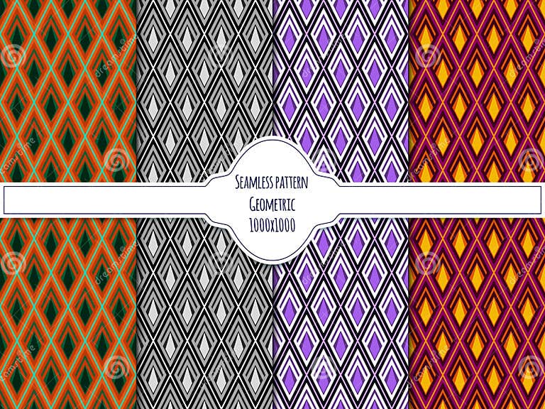 A Set of Seamless Pattern with Geometric Shapes, Ornament Different ...