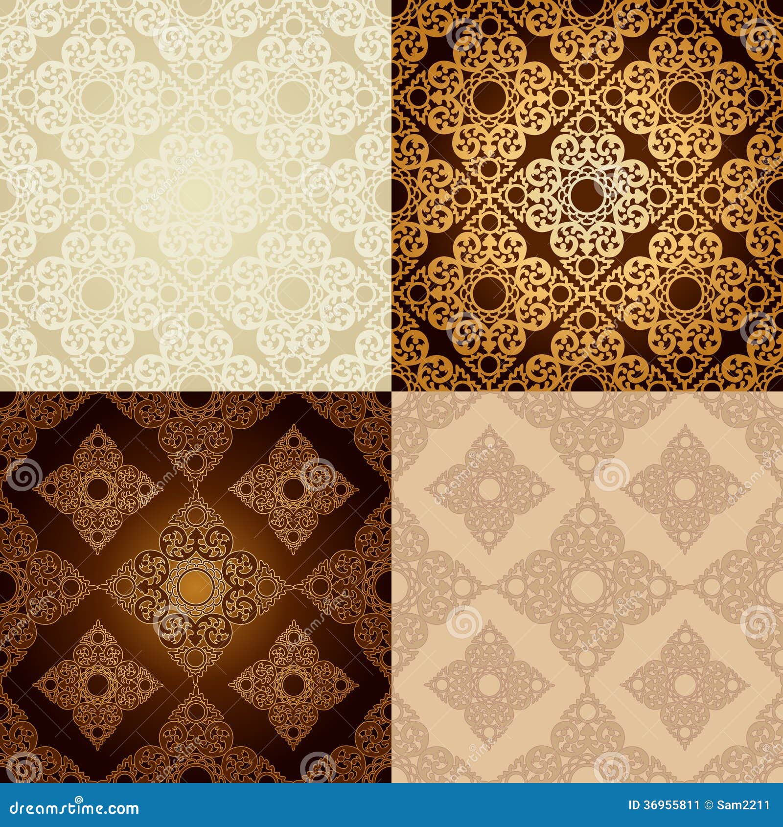 Set of Seamless Pattern in Islamic Style. Stock Vector - Illustration ...