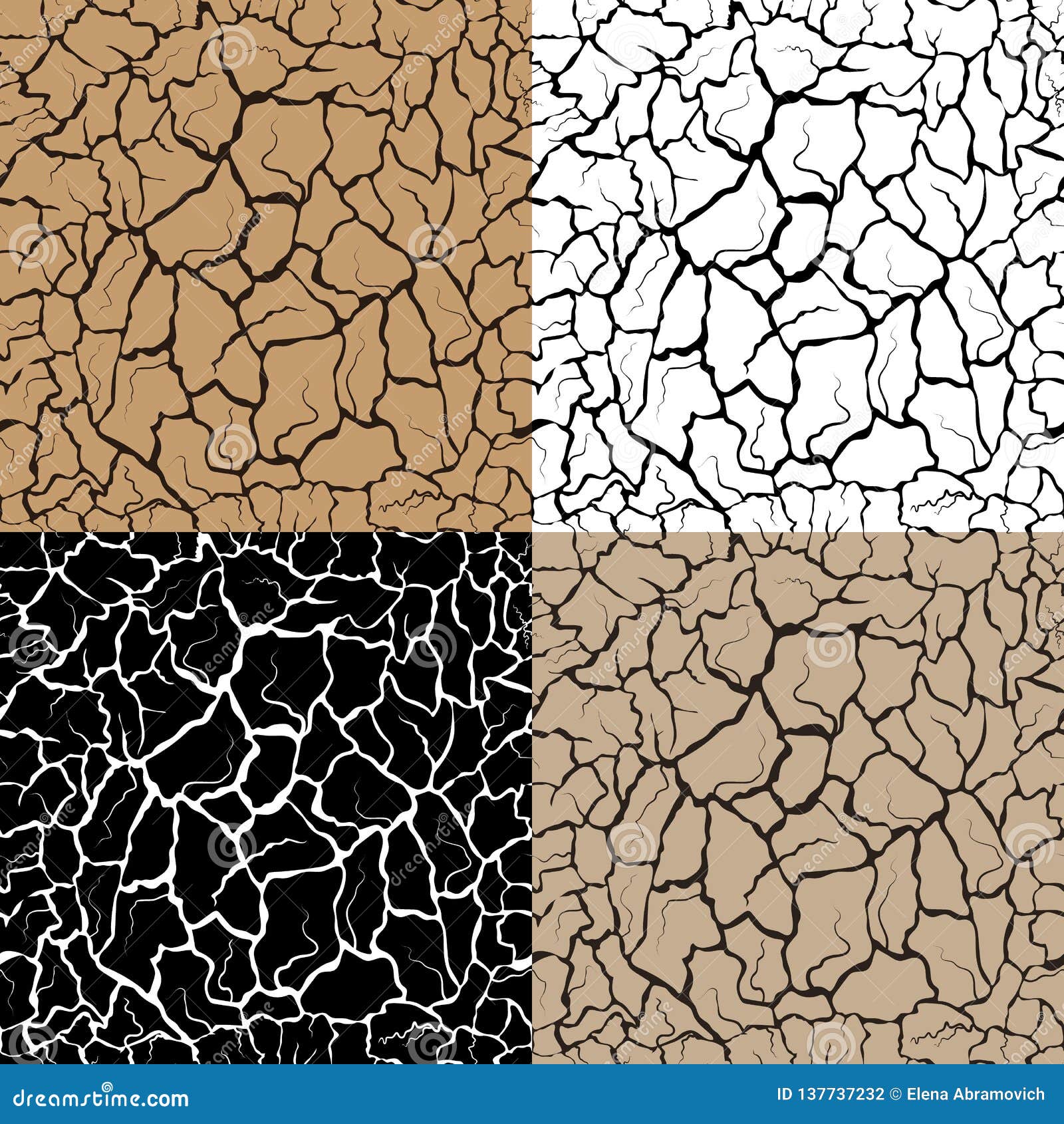 Set of Seamless Pattern with Many Cracks and Scratches, Dry Ground ...