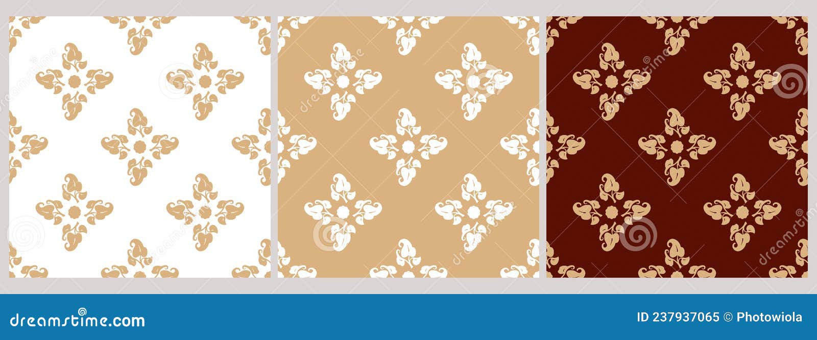 Set of 3 Seamless Pattern for Materials, Wallpapers, Bedding Fabrics ...