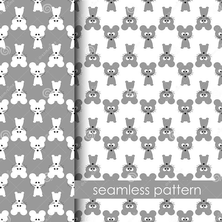 Set of Seamless Pattern with Mouse. Vector Stock Vector - Illustration ...