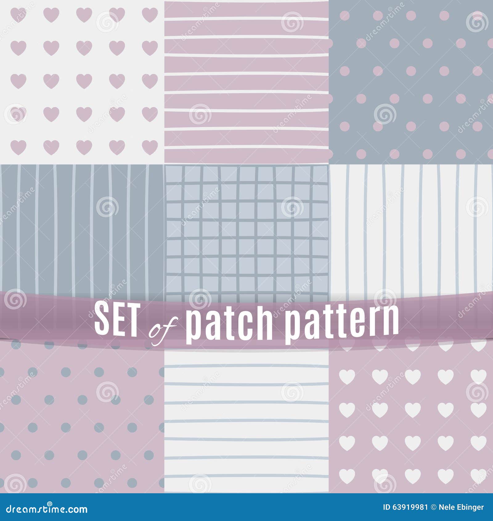 Set of Seamless Pattern with Patchs Stock Vector - Illustration of ...