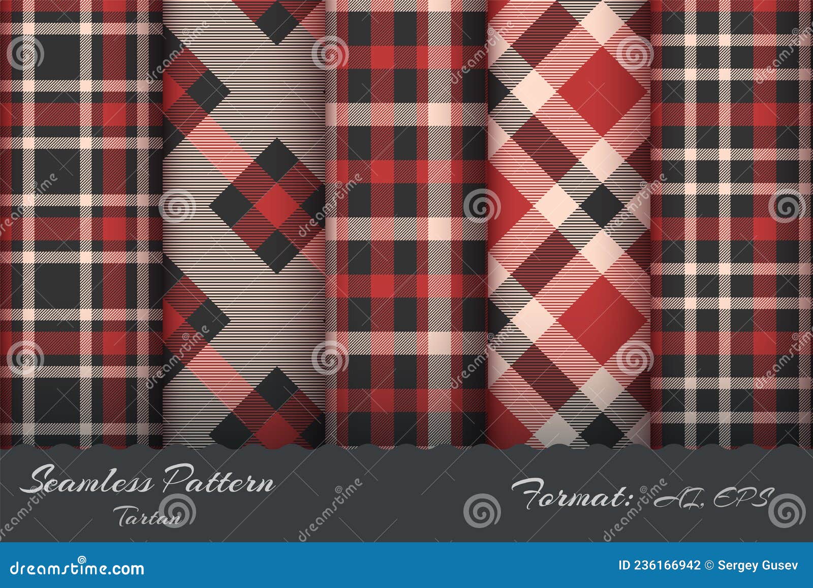 Set Seamless Pattern Retro Tartan Stock Vector - Illustration of square ...