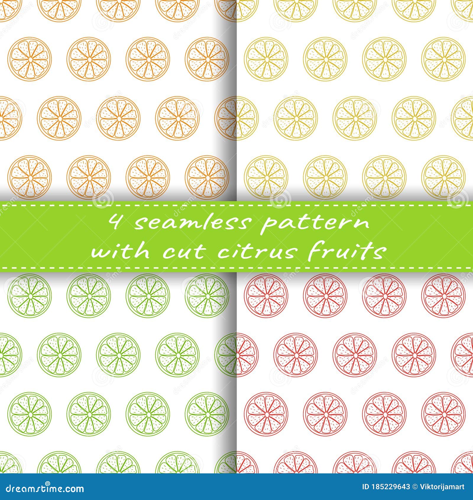 Set of Seamless Pattern with Sliced Pieces of Citrus Fruit. the Simple ...
