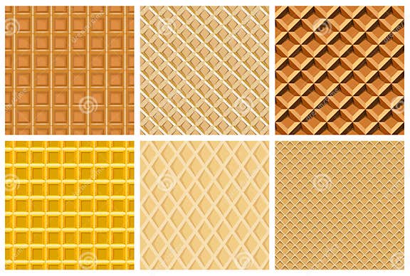 Set Seamless Pattern with Waffle Texture Stock Vector - Illustration of ...