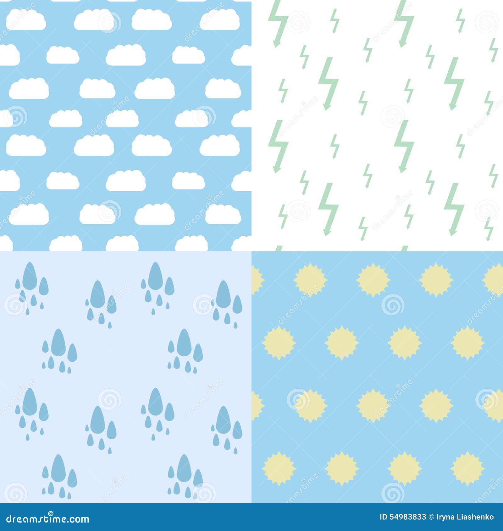 Set of Seamless Pattern of Weather Phenomenon Stock Illustration ...