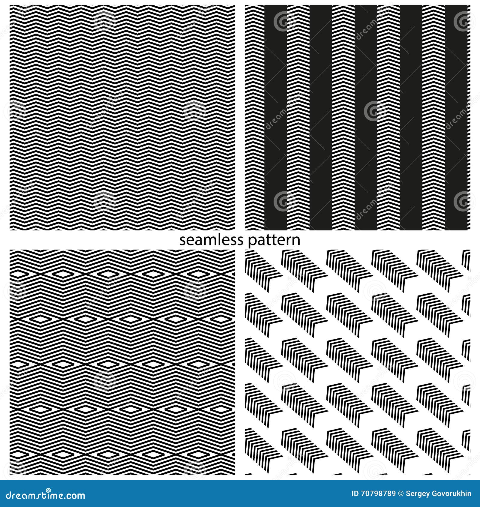 Set of Seamless Patterns - Abstract Broken Lines. Stock Vector ...