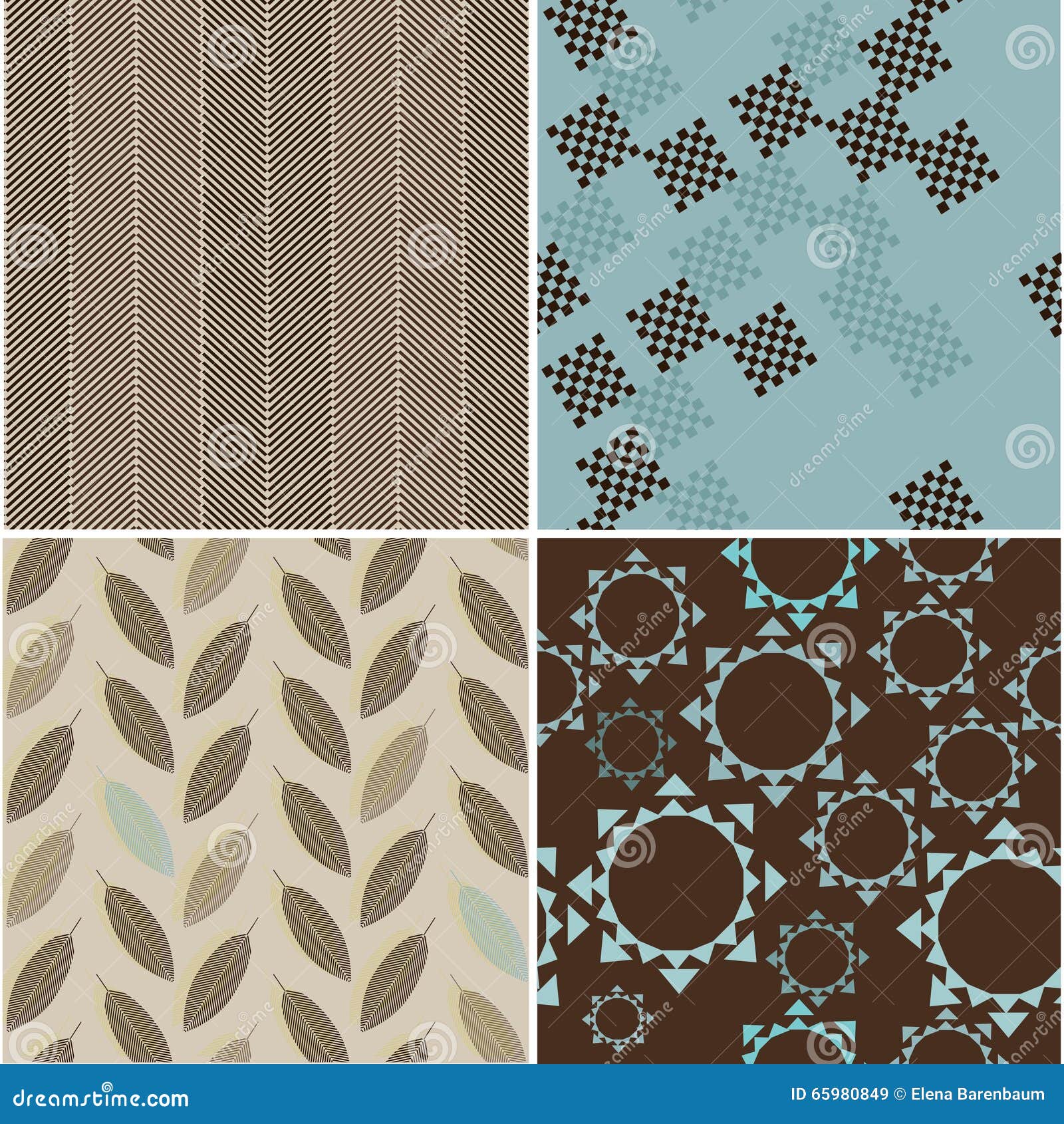 Set of Seamless Patterns with Abstract Figures Stock Vector ...