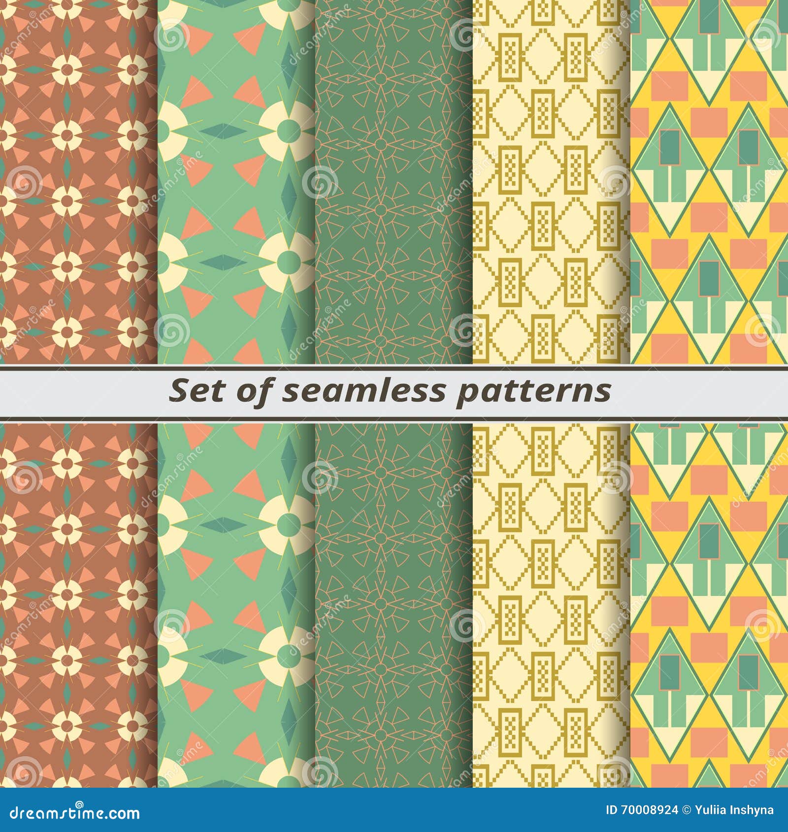 Set of Seamless Patterns in American Style Stock Vector - Illustration ...