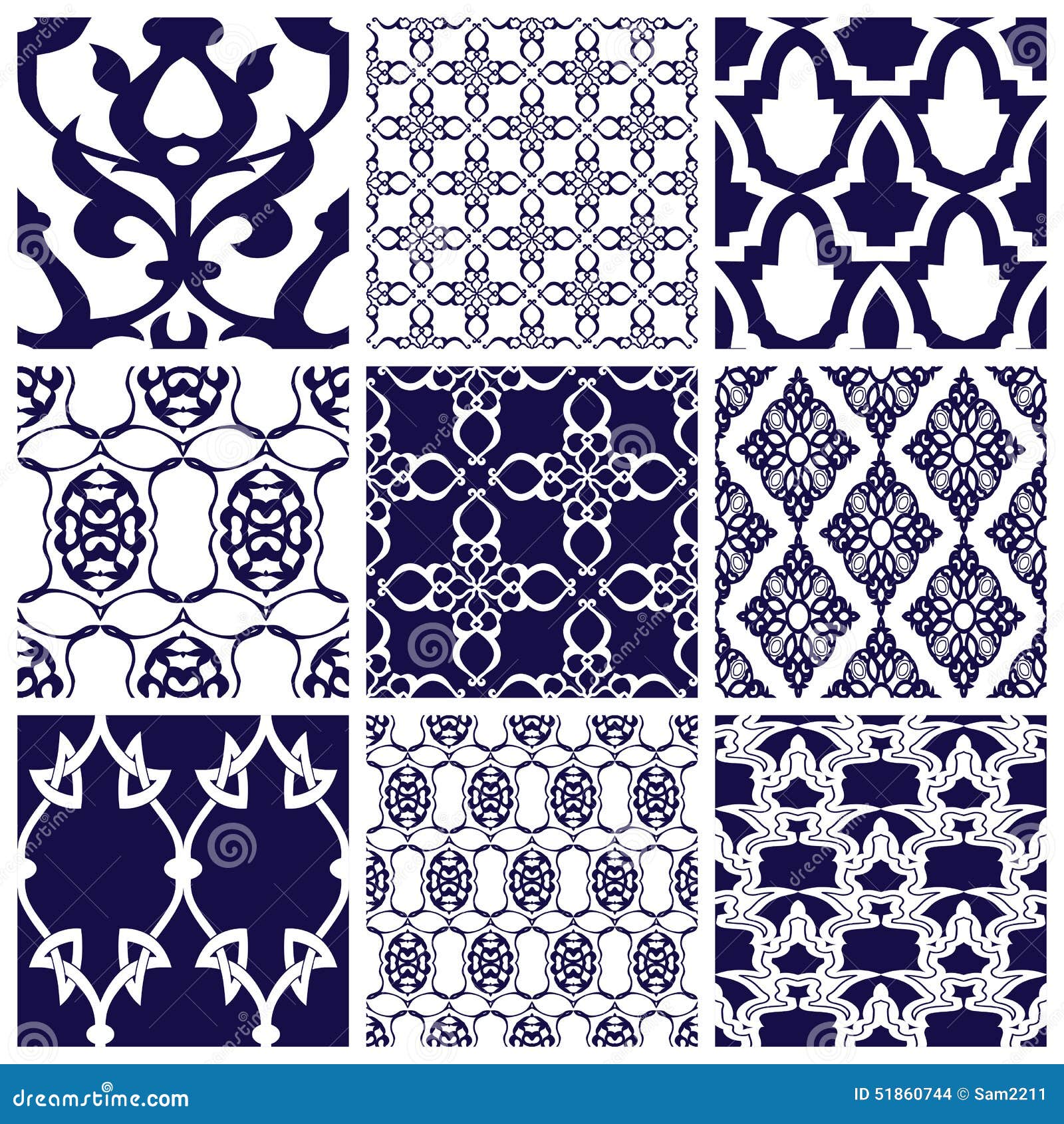 Set of Seamless Patterns in Arabian Style. Stock Vector - Illustration ...