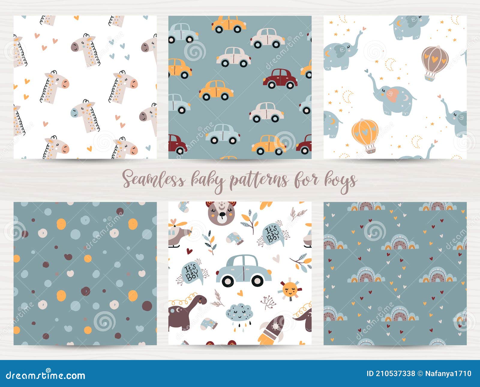 Set of Seamless Patterns for Baby Boys. Stock Vector - Illustration of ...