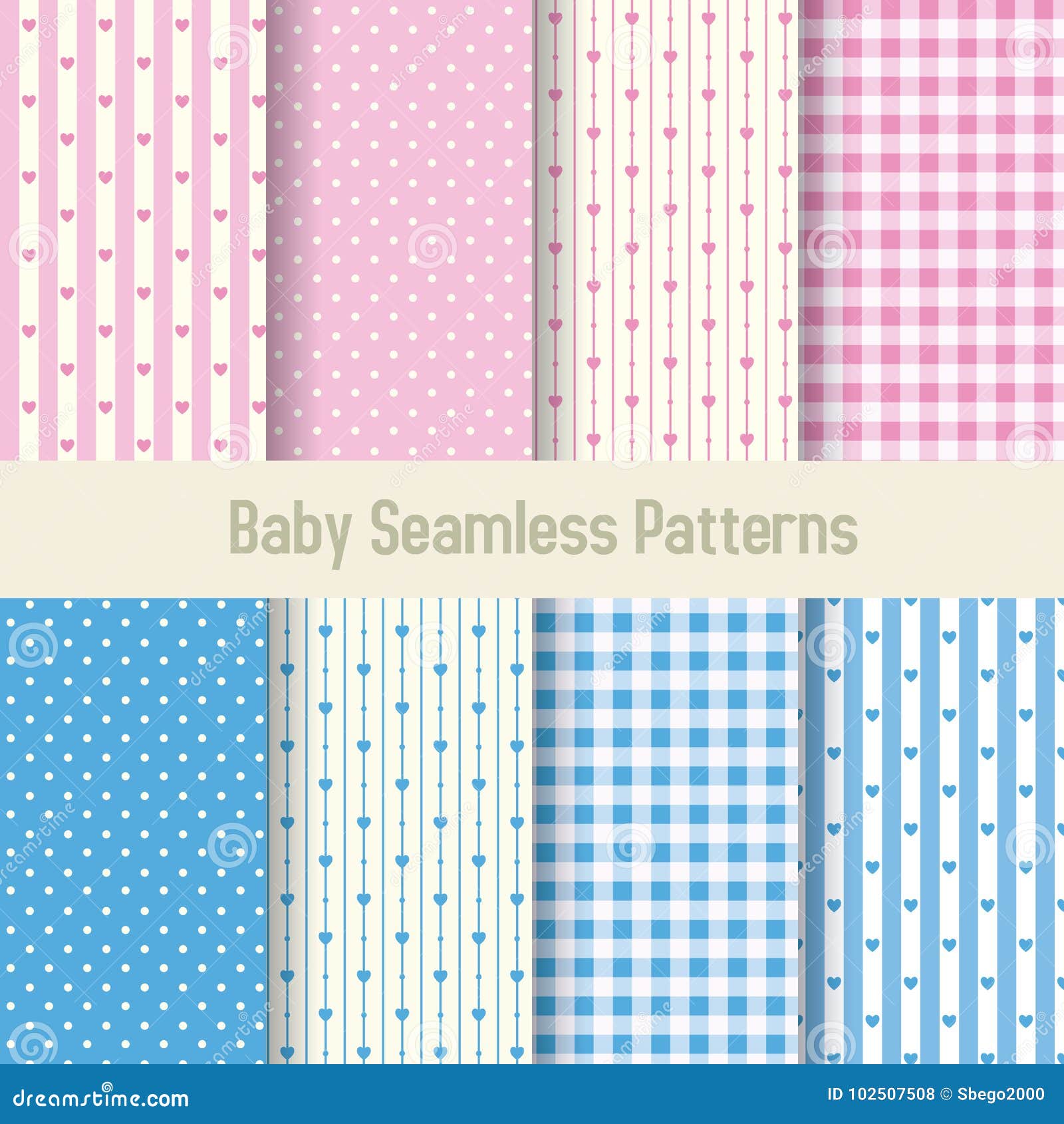 Set 8 Seamless Patterns Baby Stock Vector - Illustration of pink ...