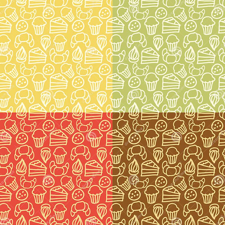 Set of Seamless Patterns with Baking Stock Vector - Illustration of ...