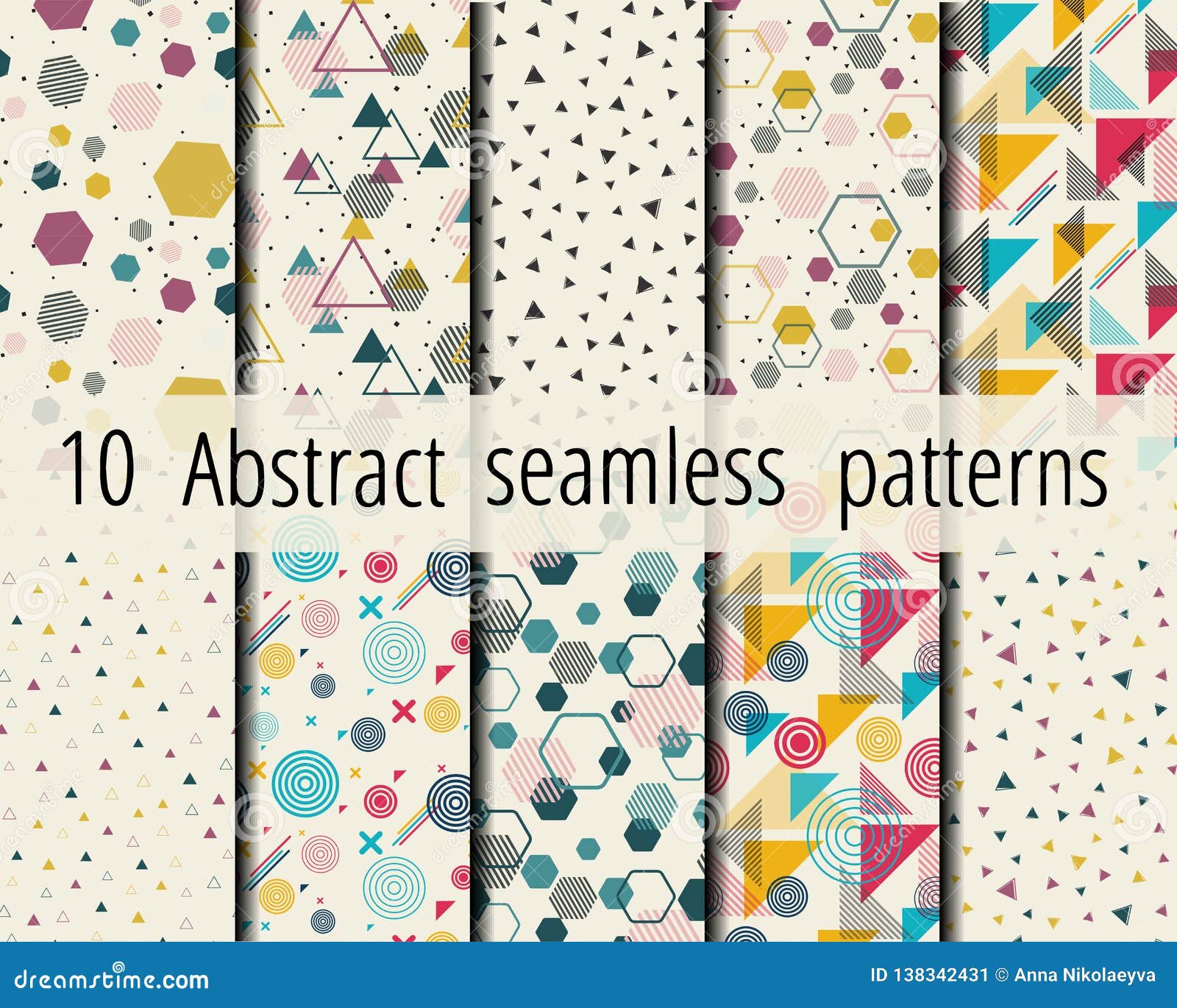 Set of Seamless Patterns. Blue Red Yellow Green Stock Vector ...