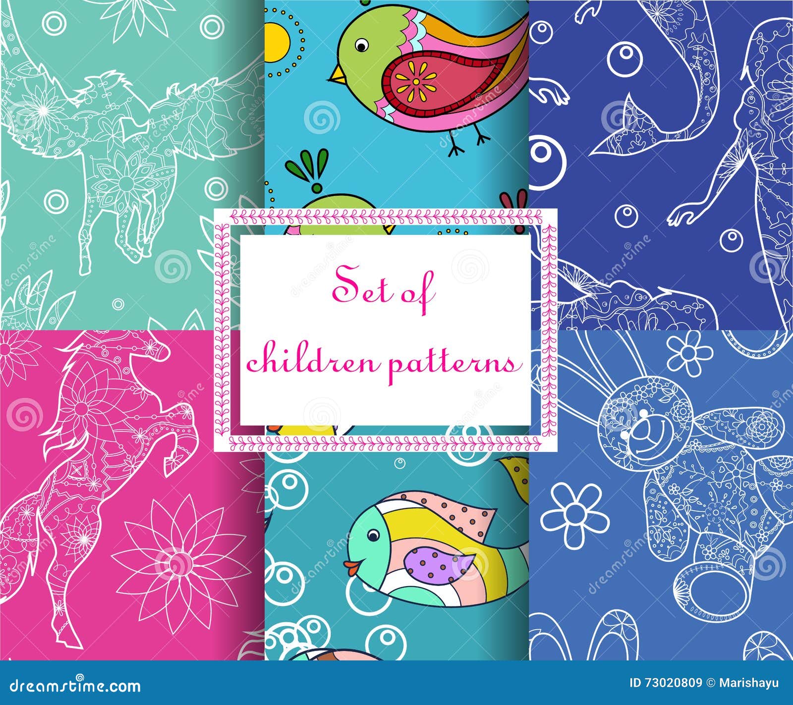 Set of Seamless Patterns Childish Stock Vector - Illustration of ...
