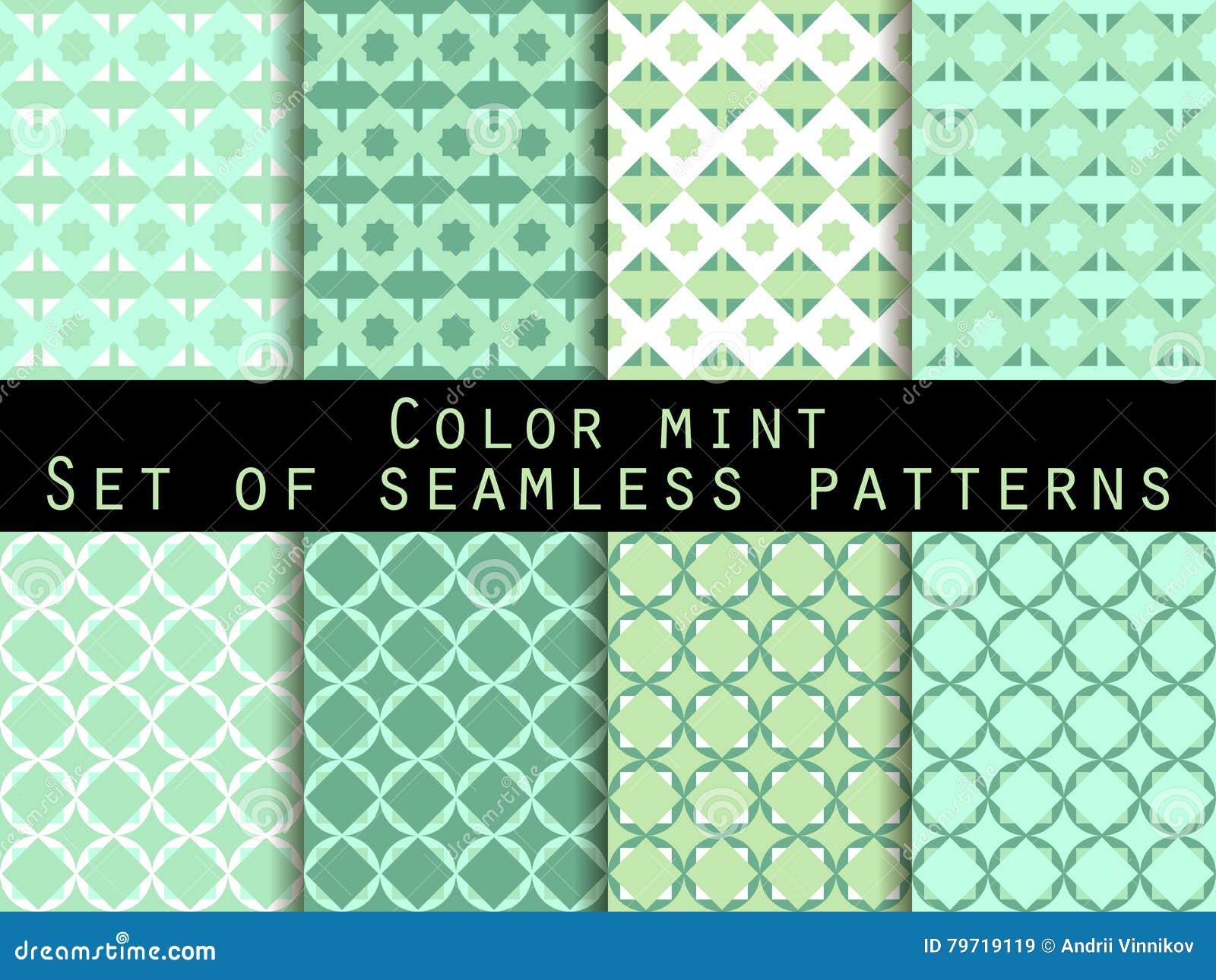 Set Seamless Patterns. Color Mint. the Pattern for Wallpaper, Bed Linen ...