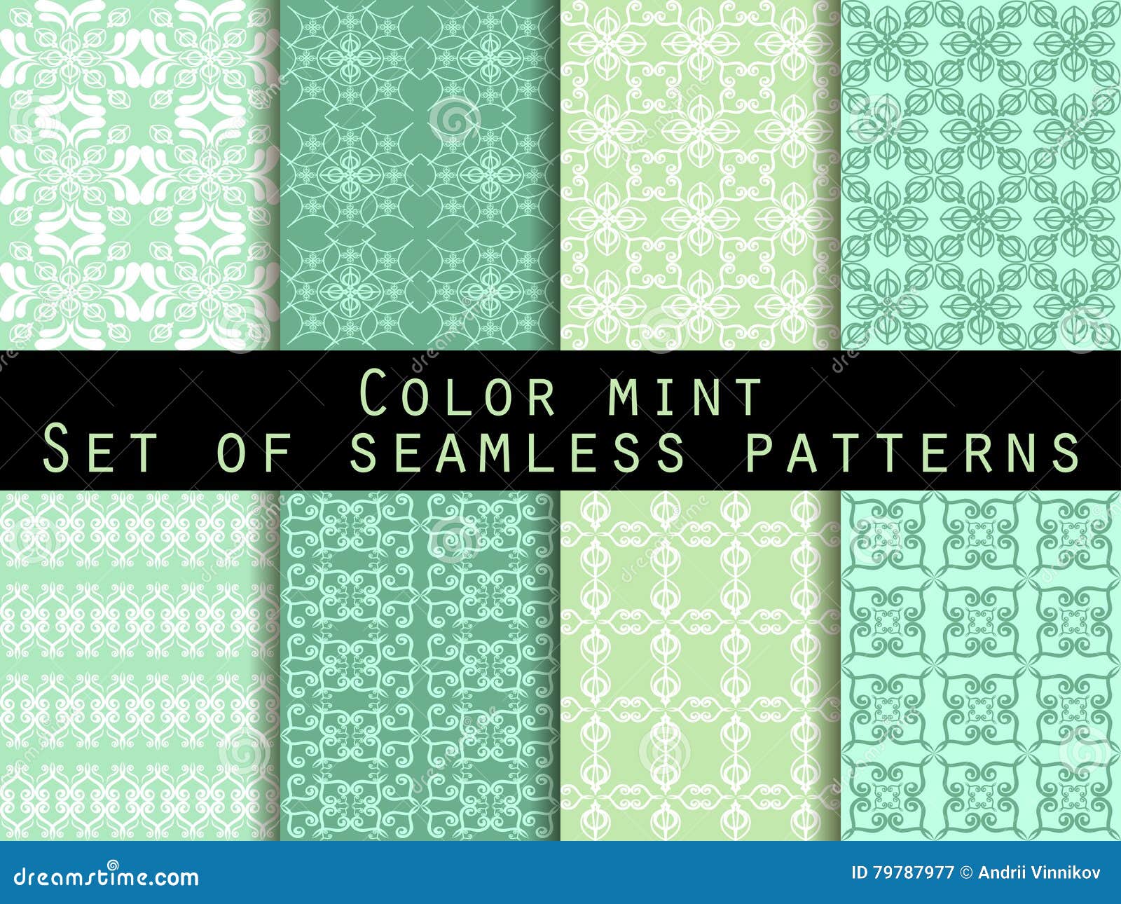 Set Seamless Patterns. Color Mint. the Pattern for Wallpaper, Bed Linen ...
