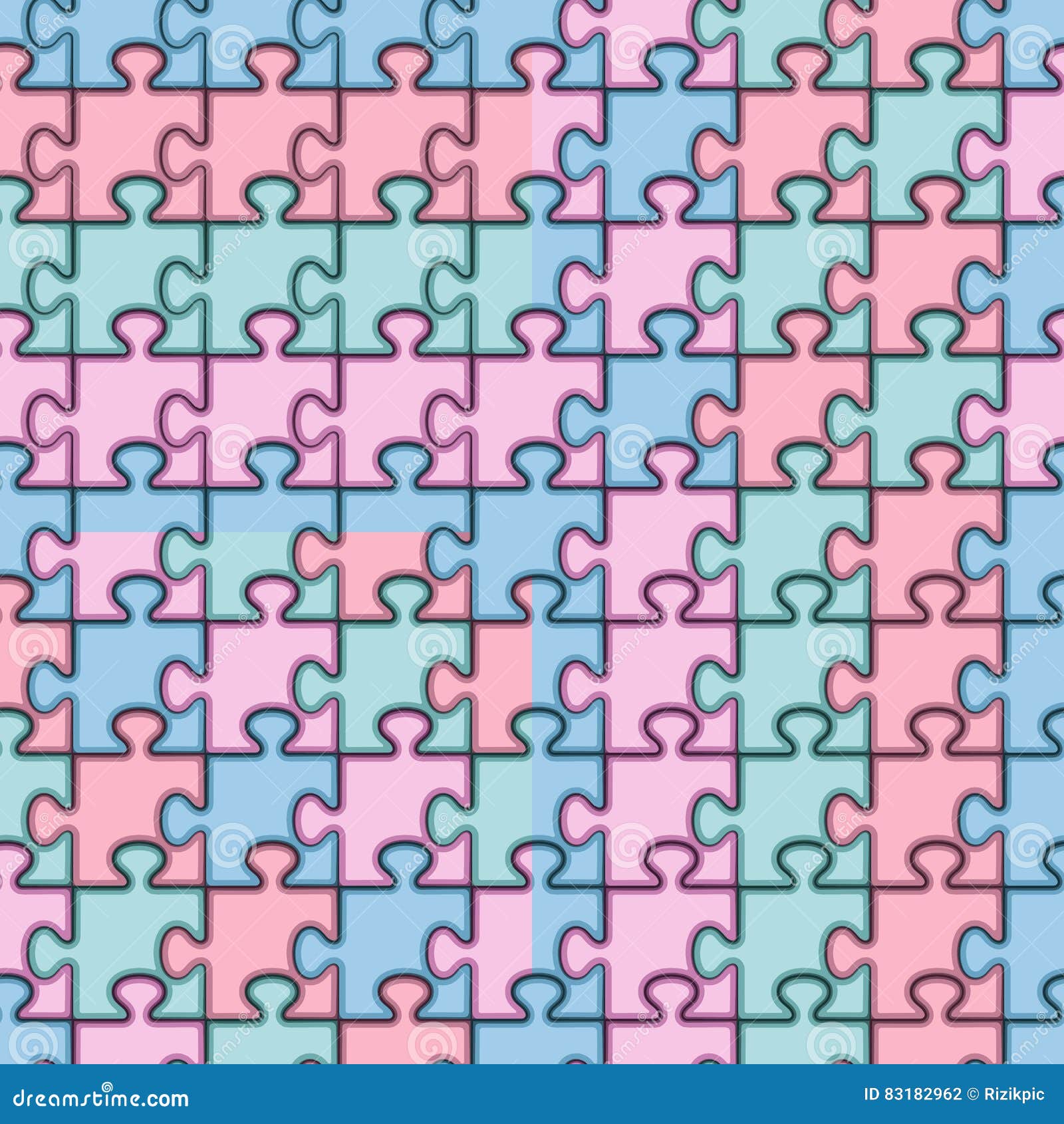 Set of Seamless Patterns with Colored Puzzles. Stock Vector ...