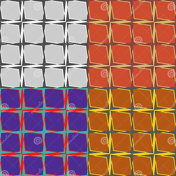 Set of Seamless Patterns of Curved Squares Stock Illustration ...