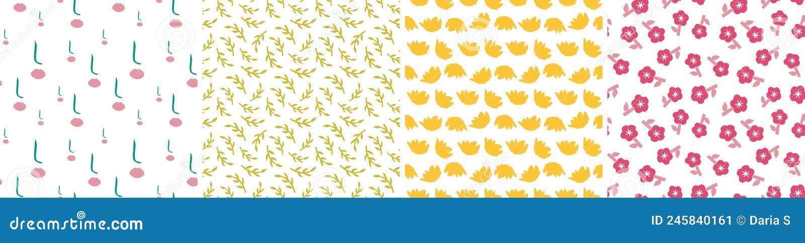 Set of Seamless Patterns in Cutout Style. Vector Backgrounds Stock ...