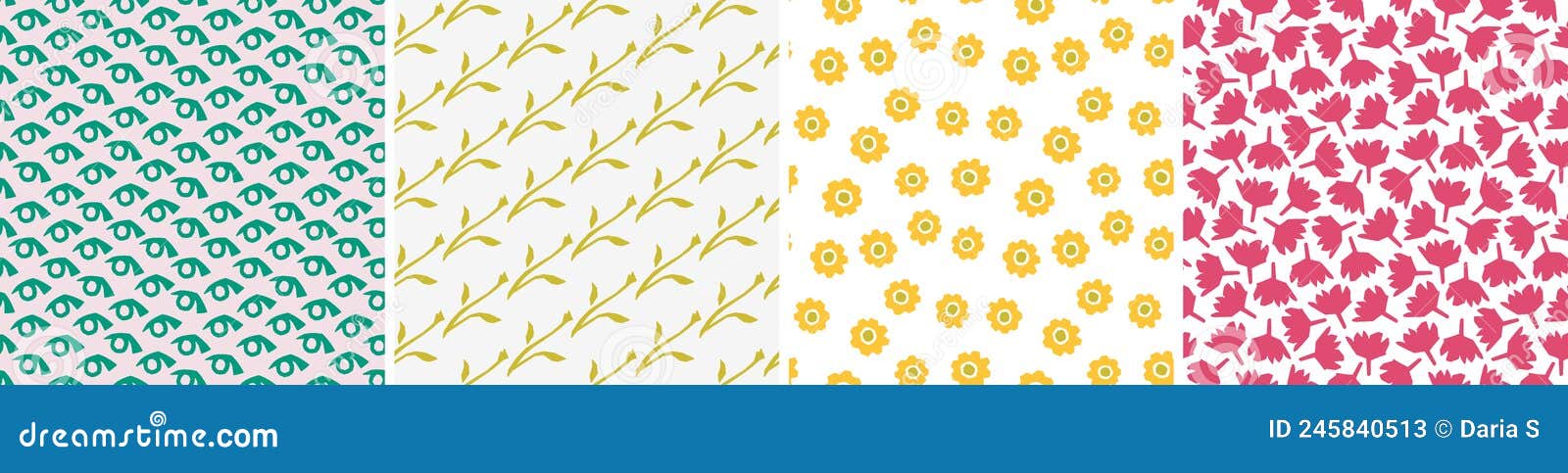 Set of Seamless Patterns in Cutout Style. Vector Backgrounds Stock ...
