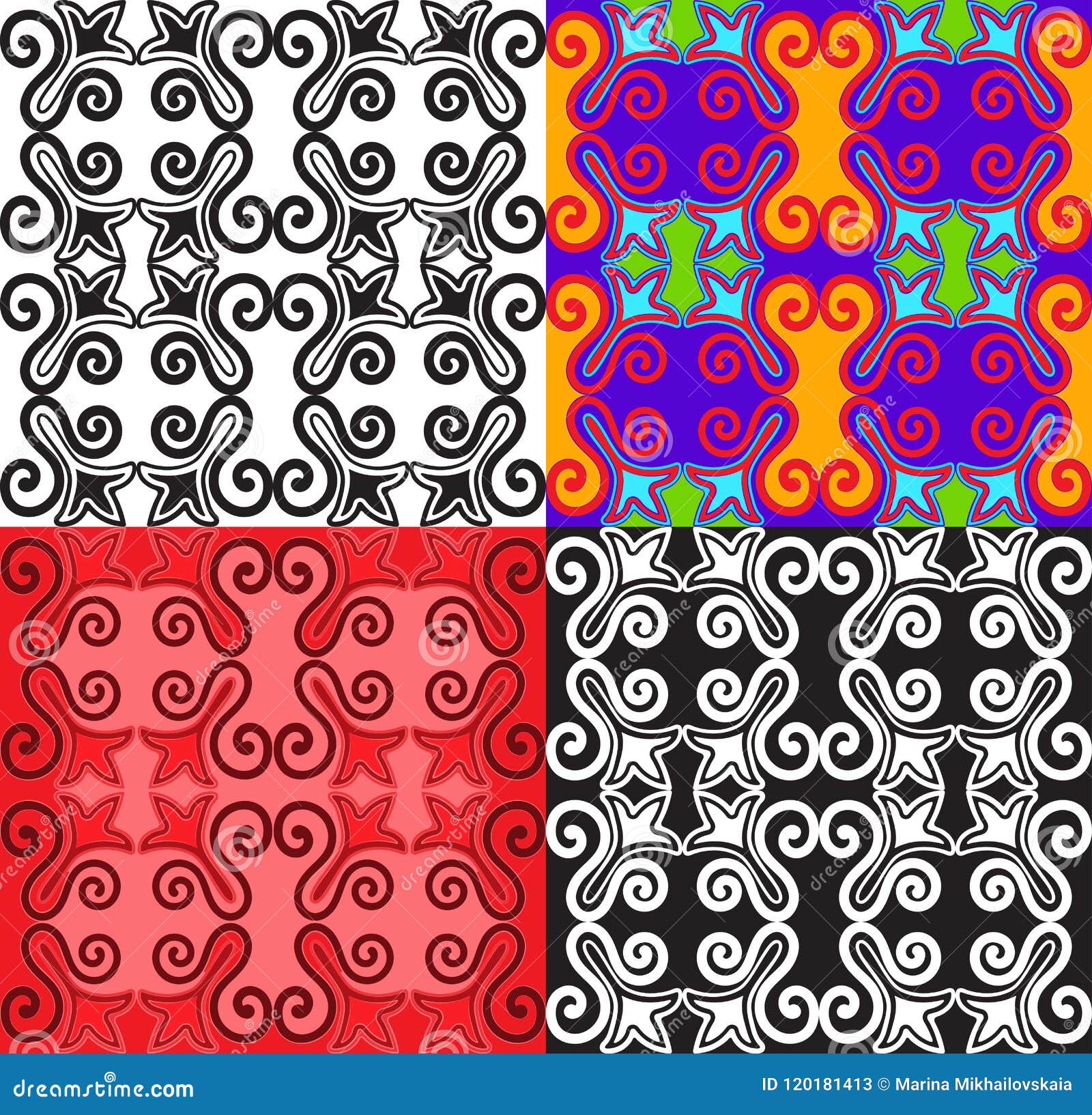 A Set of Seamless Patterns of Different Colors. Stock Vector ...