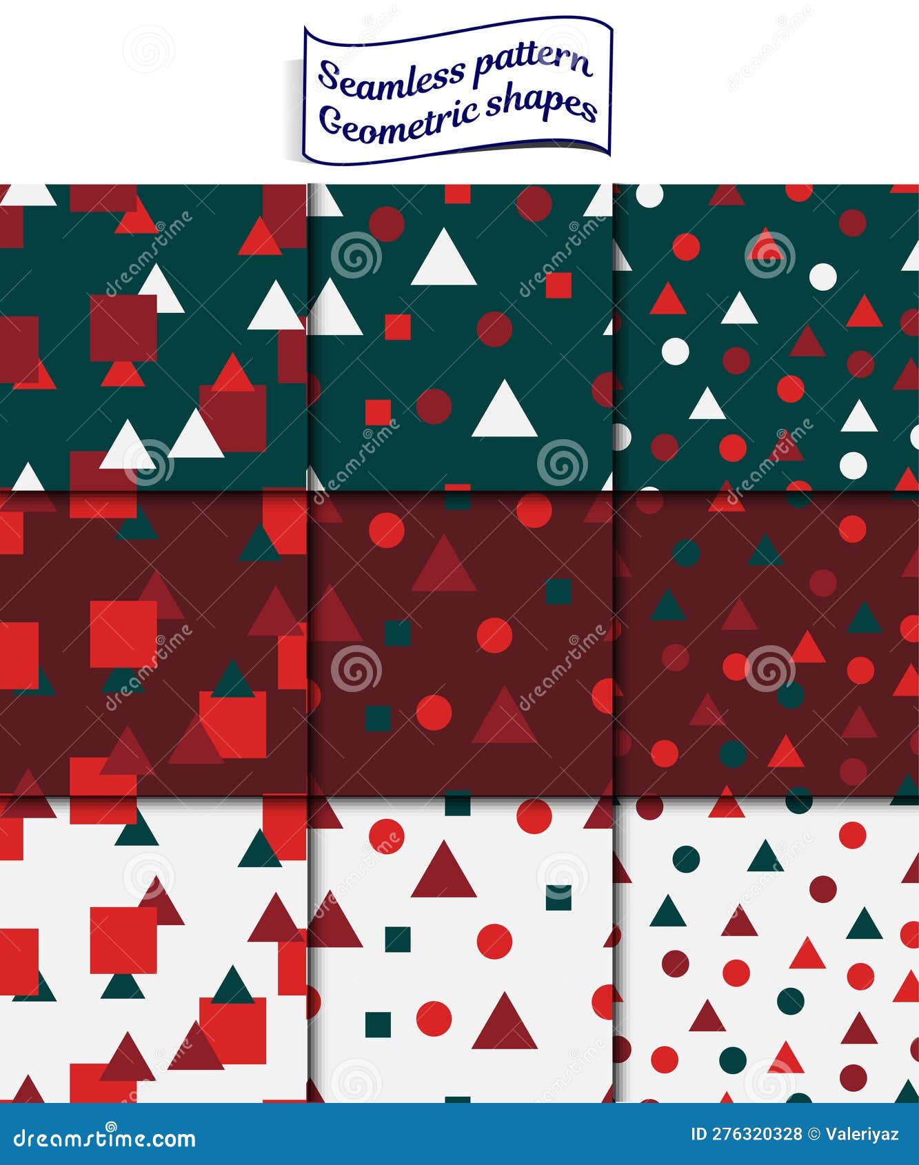 A Set of Seamless Patterns with Geometric Shapes, Circles, Triangles ...