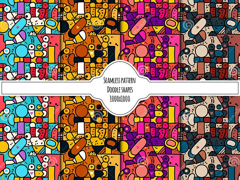 A Set of Seamless Patterns with Geometric Shapes, Circles, Triangles ...