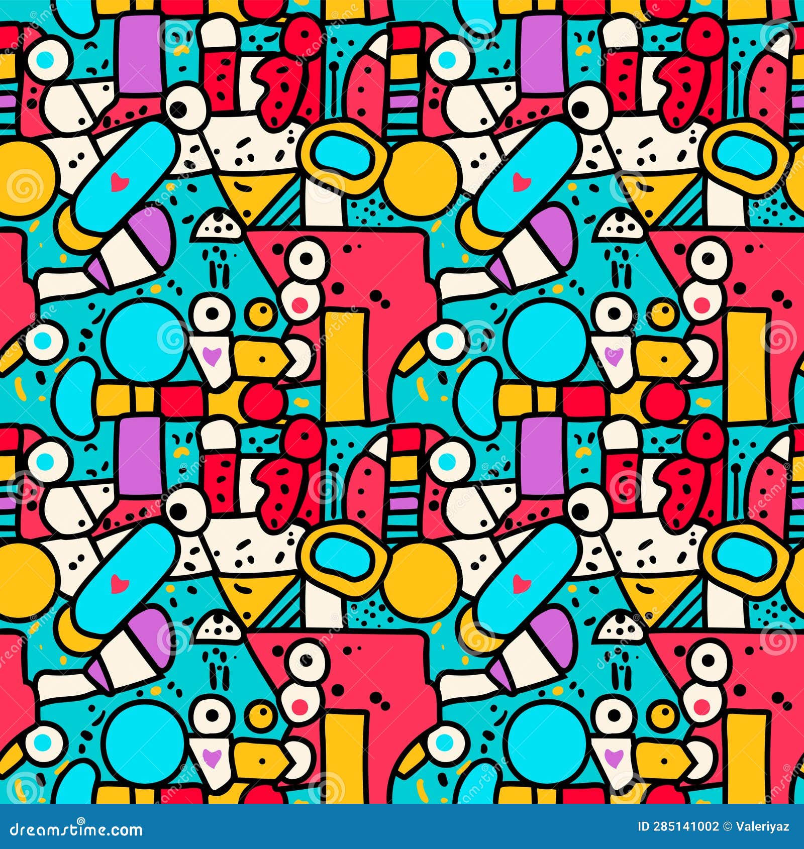 A Set of Seamless Patterns with Geometric Shapes, Circles, Triangles ...